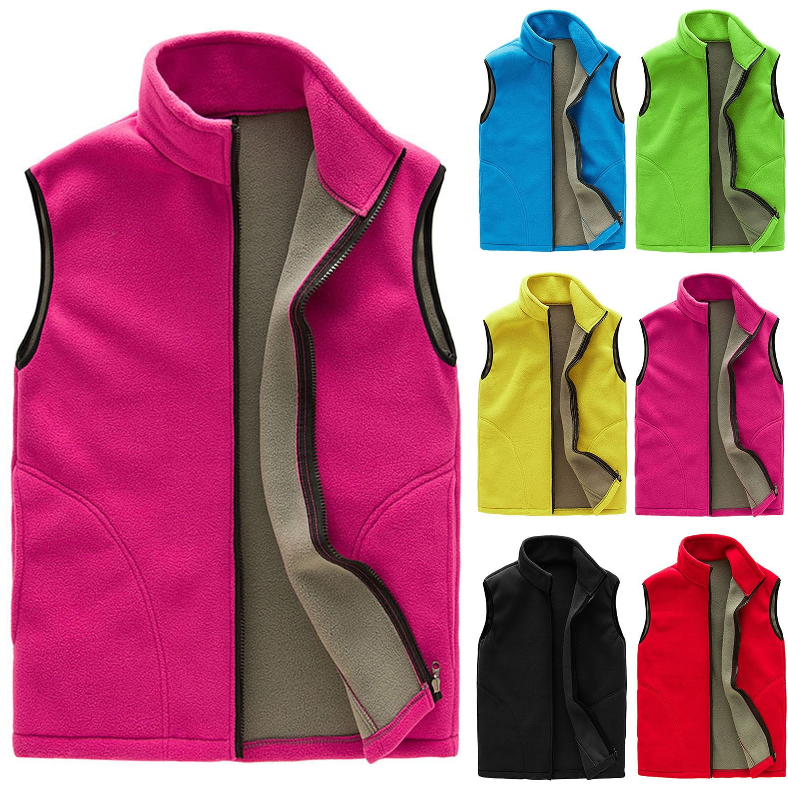 Aboser Women's Polar Fleece Vests Classic Stand Collar Sleeveless ...