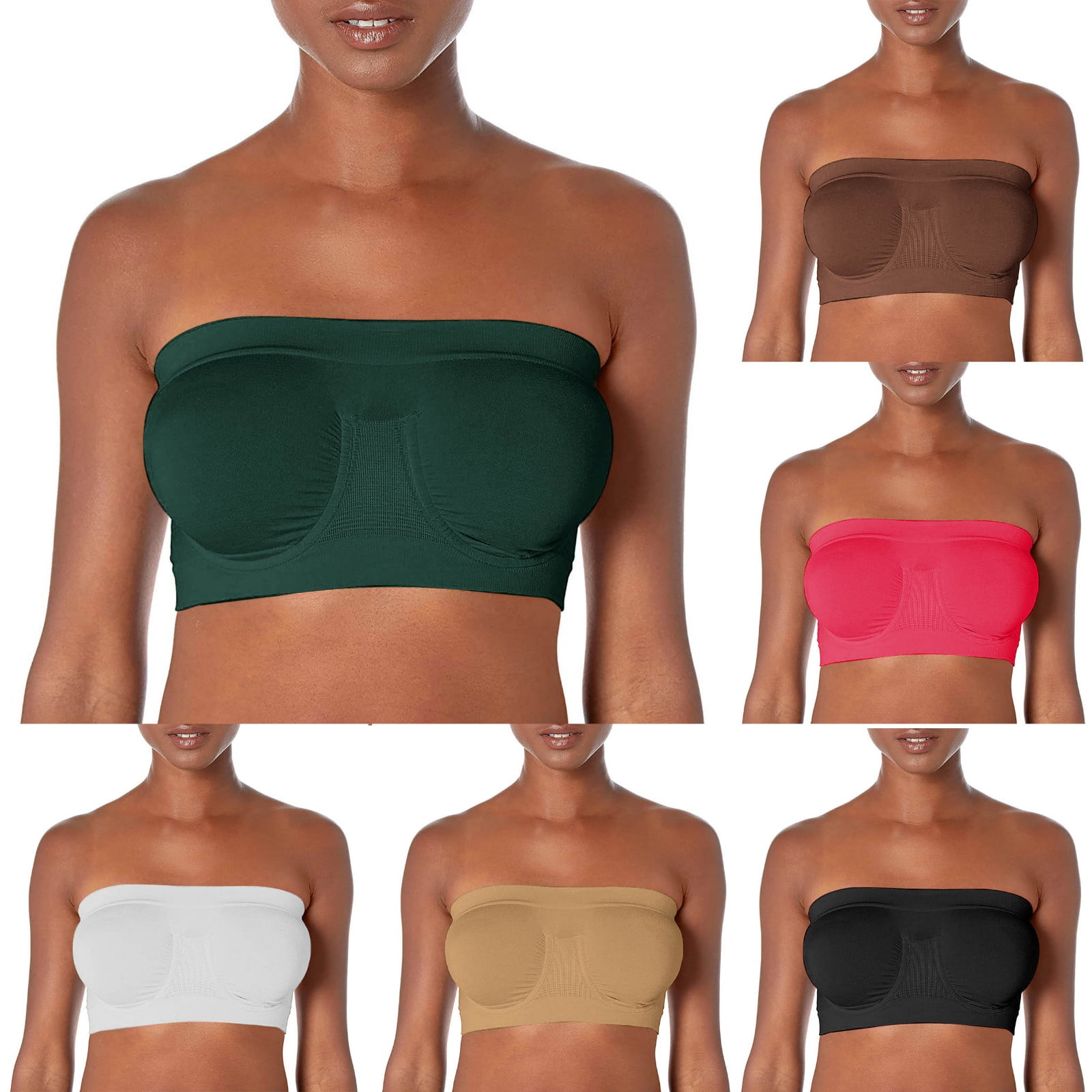 Aboser Women's Strapless Bandeau Bralette Wireless Non Padded Tube Tops Stretchy Seamless ...