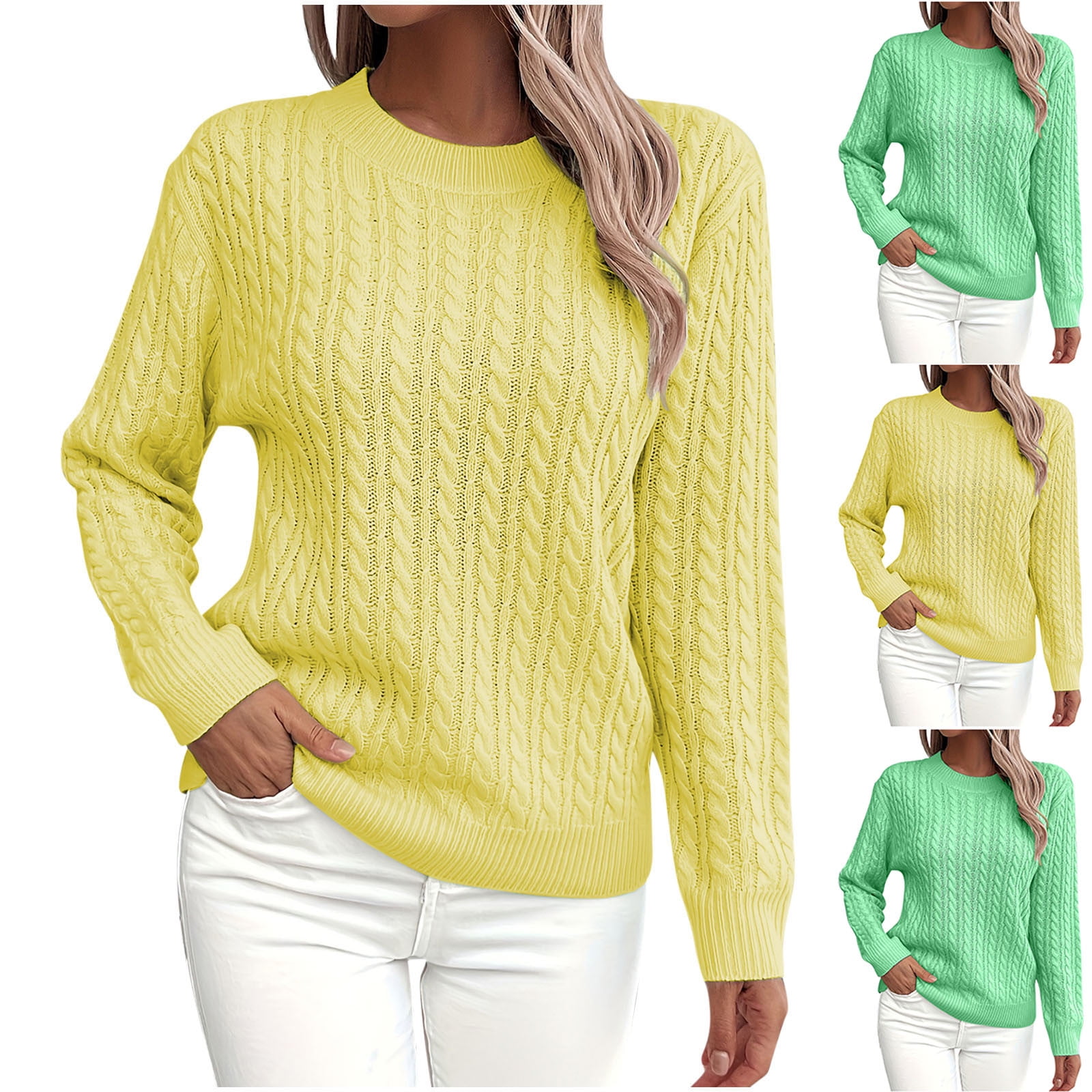 Aboser Women's Trendy Fisherman Sweaters Cozy Cable Knit Tunic Sweater ...