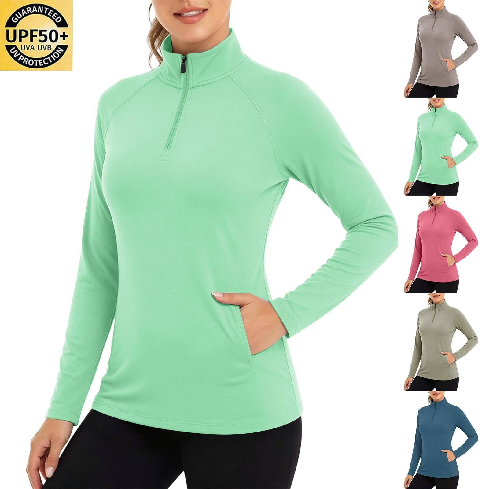 Aboser Women's UPF 50+ Sun Shirt with Thumb Hole Long Sleeve SPF UV ...