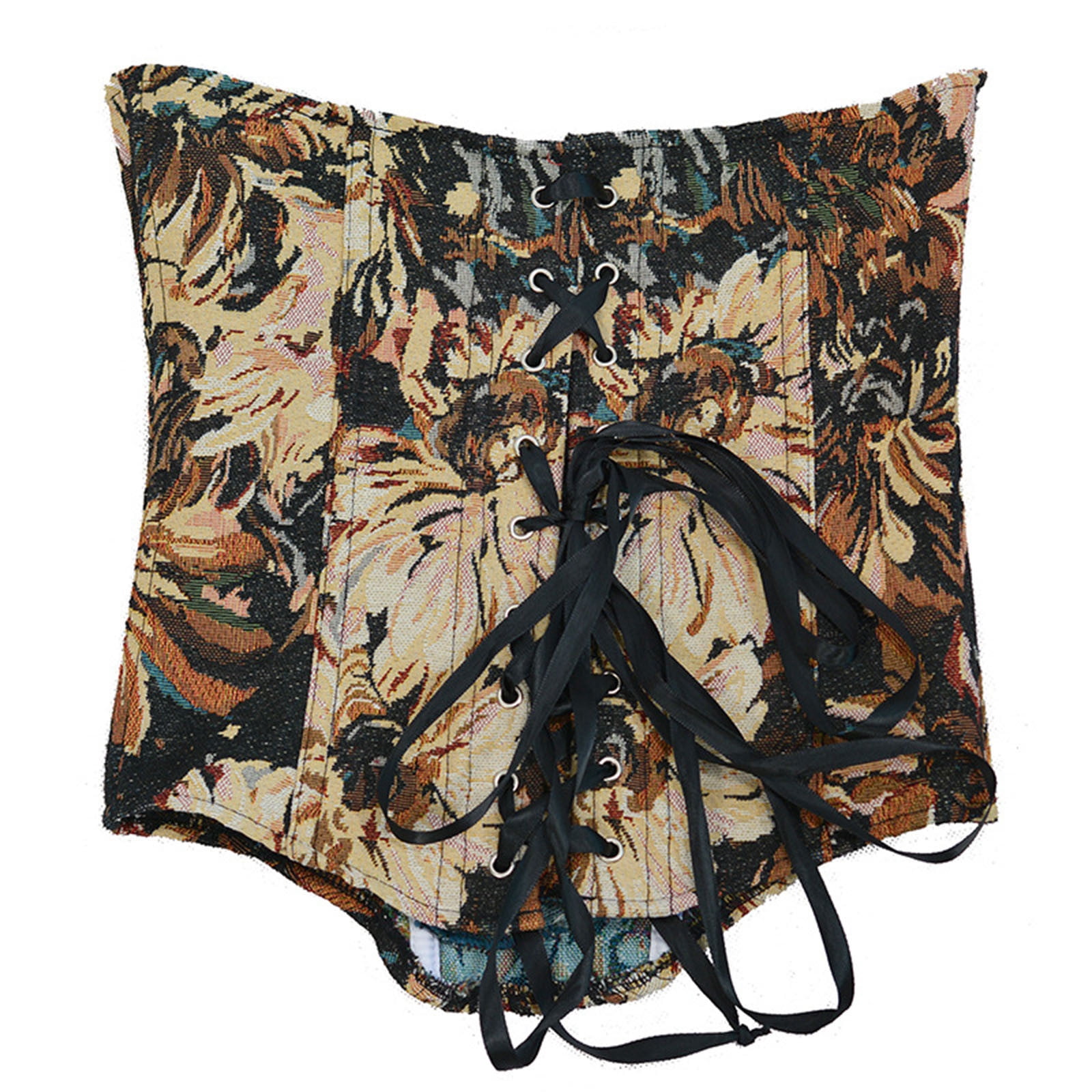 Aboser Women's Vintage Lace-Up Corset Underbust Floral Graphic Bustier Adjustable Belt Boned ...