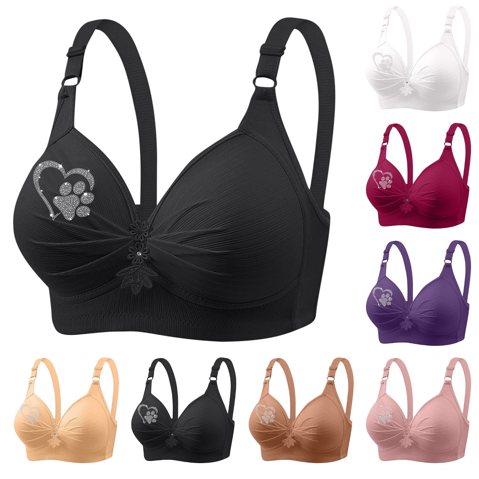 Aboser Women's Wireless Bralettes Trendy Hot Drilling Bras Plus Size ...