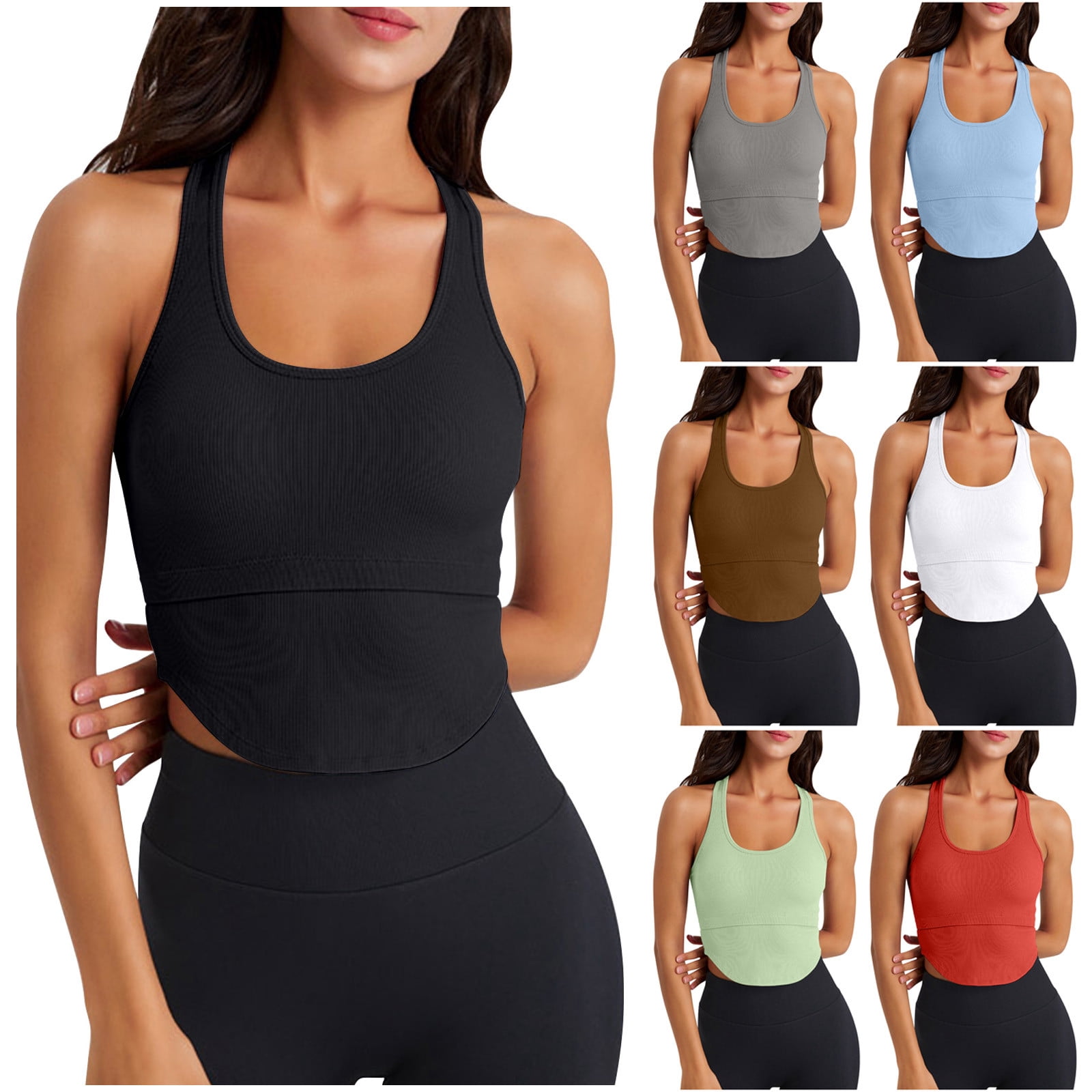 Aboser Women's Workout Crop Top Athletic Running Yoga Bras High Impact ...