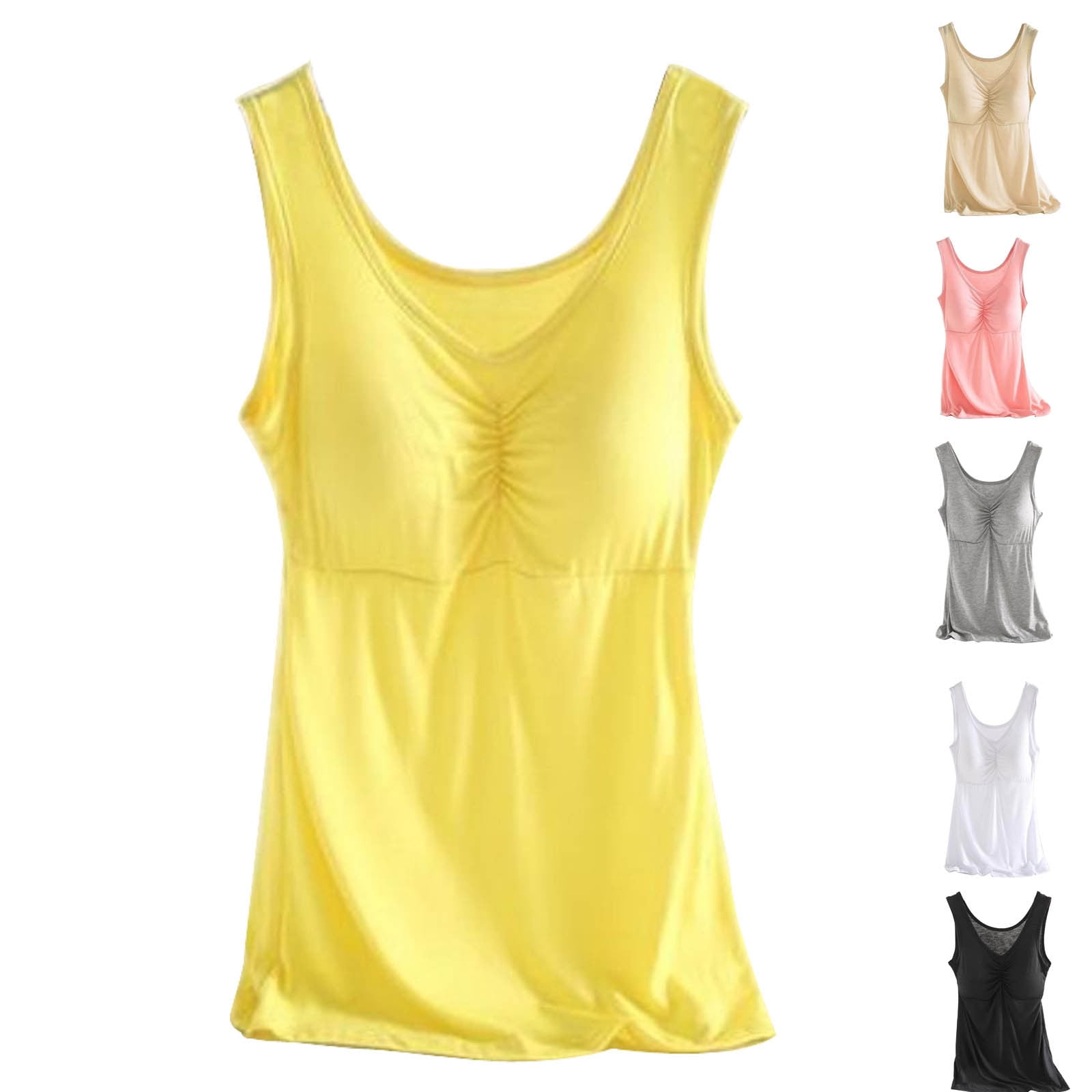 Aboser Women's Workout Yoga Tank Top Built in Bra Modal Camisoles Cozy V Neck Sleeveless Tanks ...