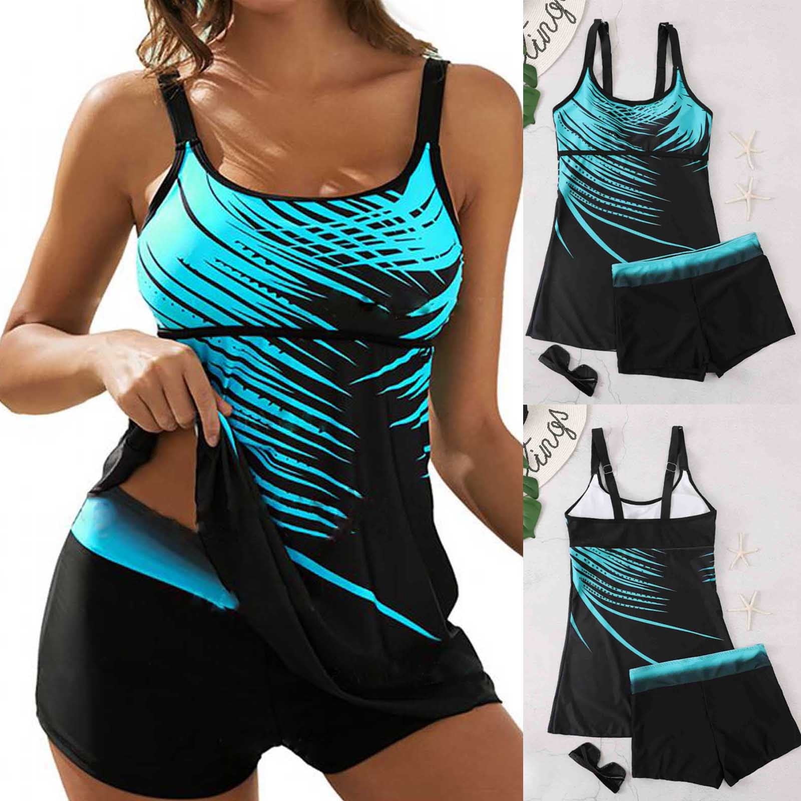 Aboser Womens Beach Tankini Tummy Control Two Piece Bathing Suit