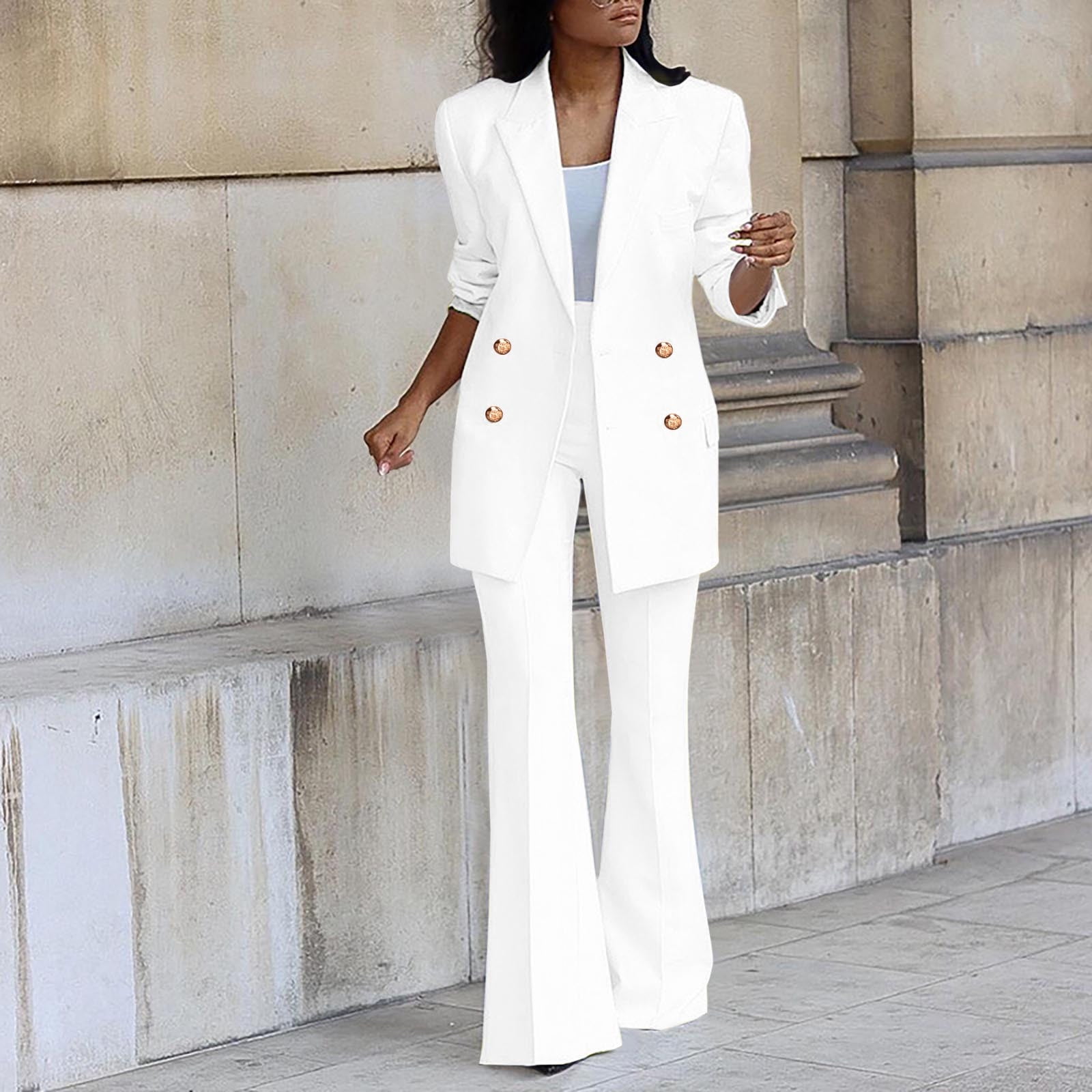 Aboser Womens Blazer Suit Sets 2 Piece Outfits Open Front Long Sleeve ...