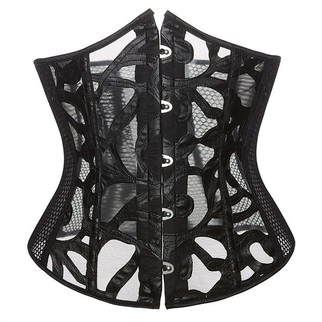 Aboser Womens Corset Belt Lace Up Waist Cincher Mesh Sheer Push Up ...
