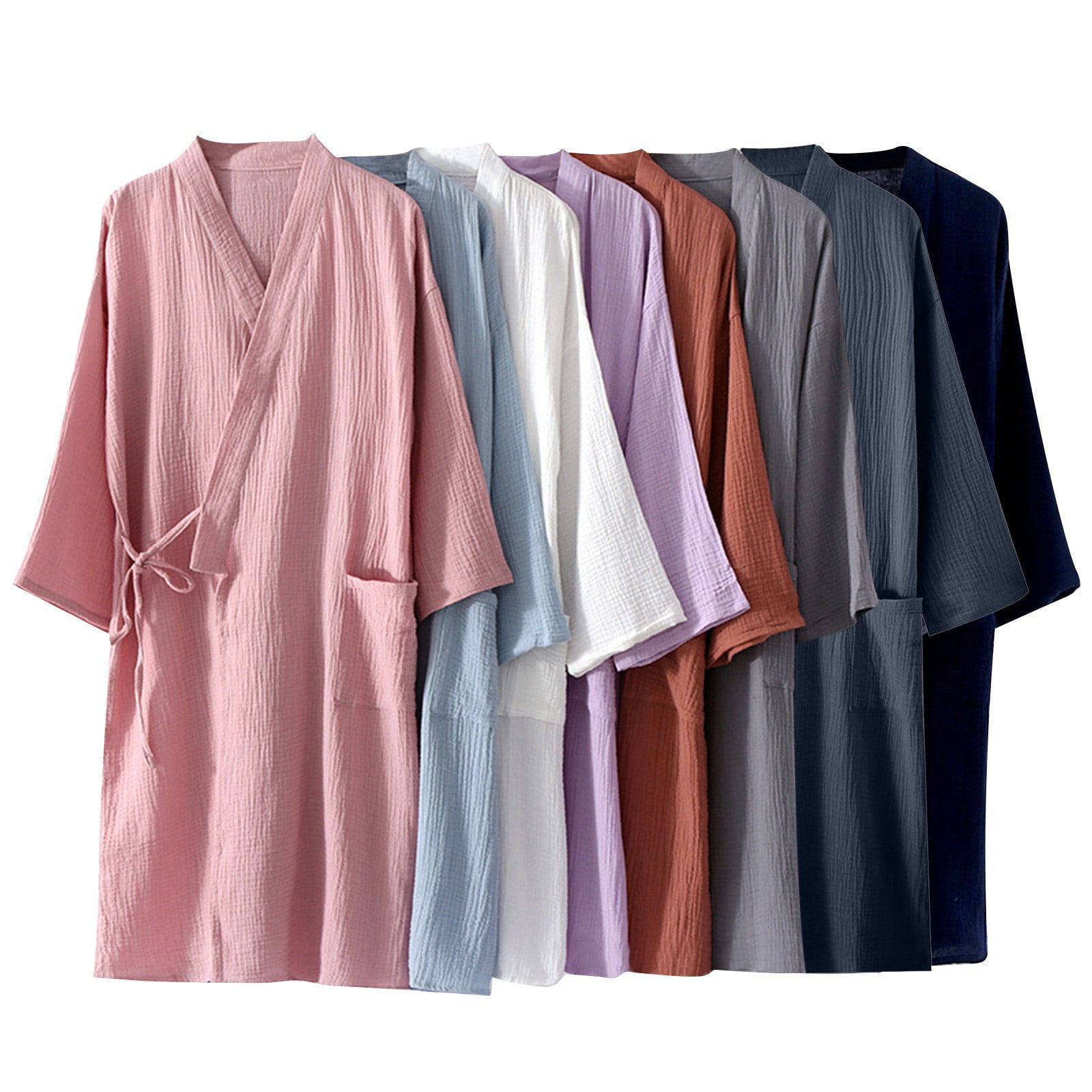 Aboser Womens Cotton Kimono Robes Knee Length Bathrobe Lightweight Soft ...