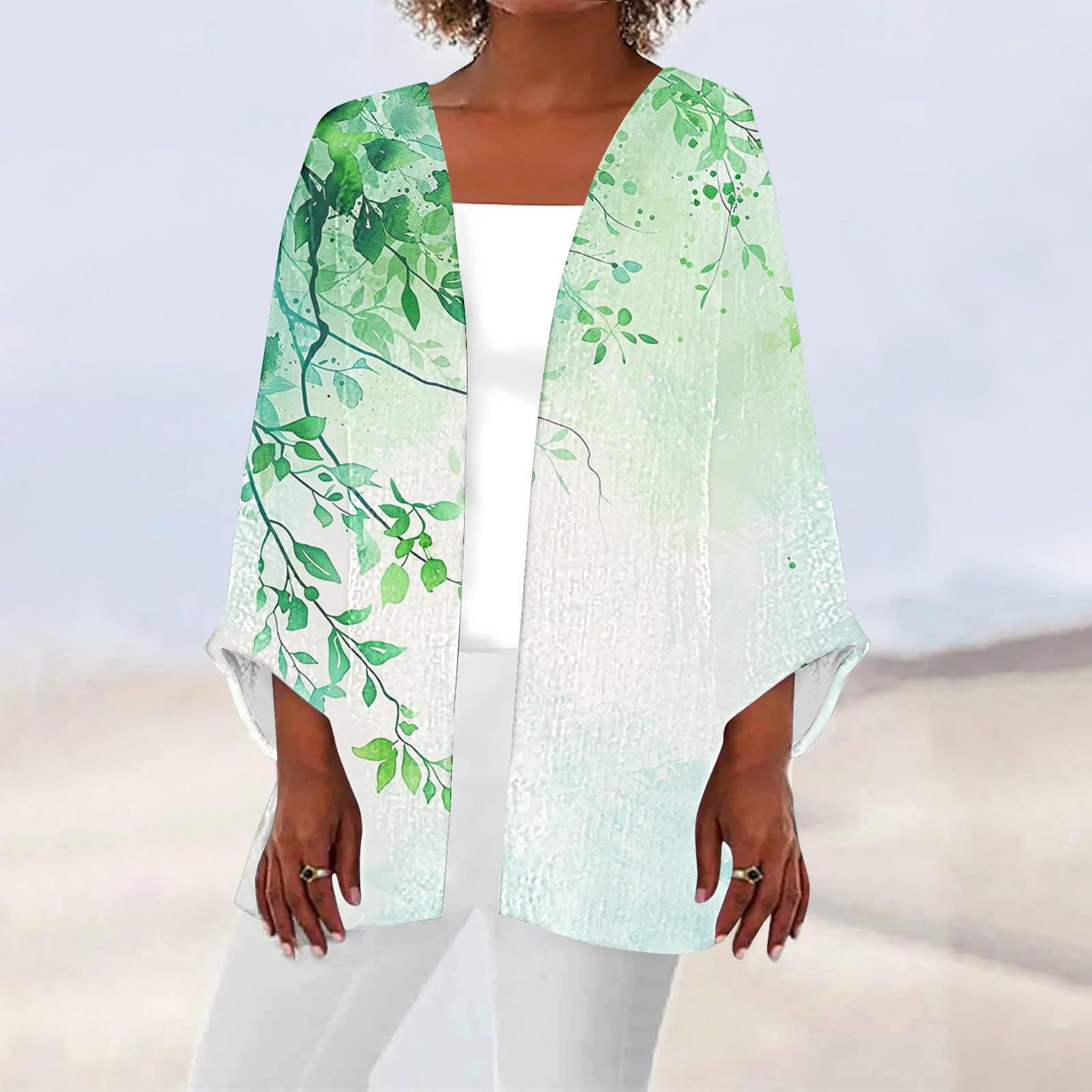 Aboser Womens Cotton Linen Cardigan Plus Size Lightweight Open Front ...