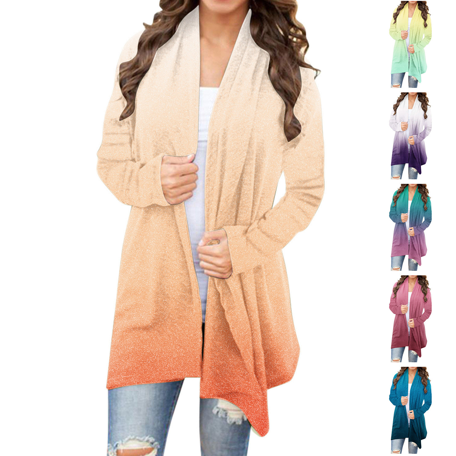Aboser Womens Draped Open Front Cardigan Trendy Tie Dye Print Cover Up ...