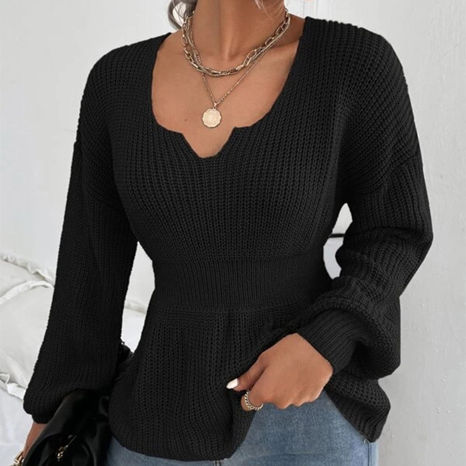 Aboser Womens Elegant Tunic Sweater Dressy Casual Scoop Neck Knitted ...
