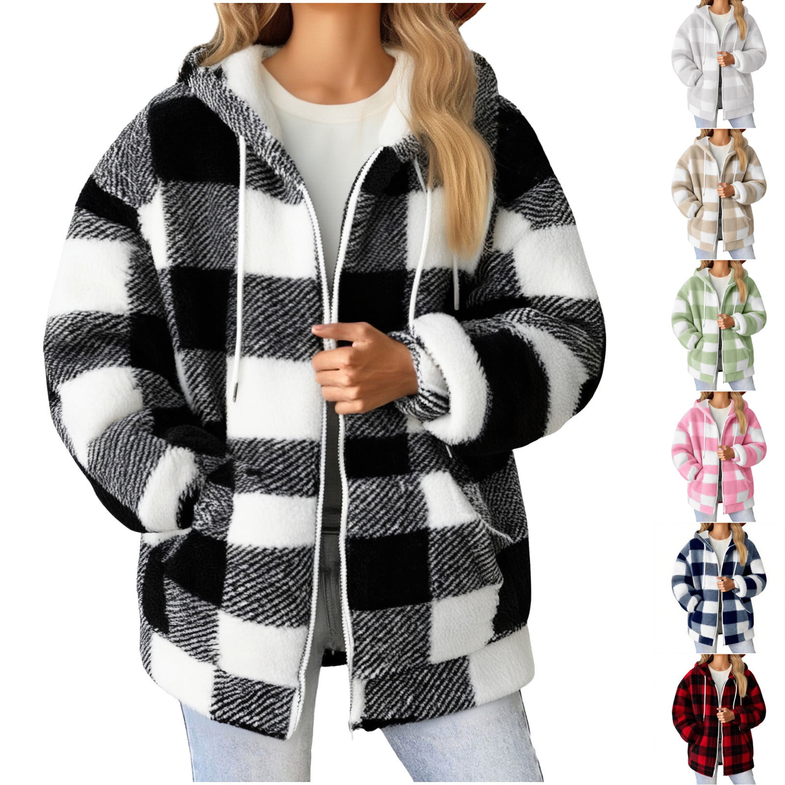Aboser Womens Flannel Plaid Shacket Jacket Trendy Tartan Fleece Jackets ...