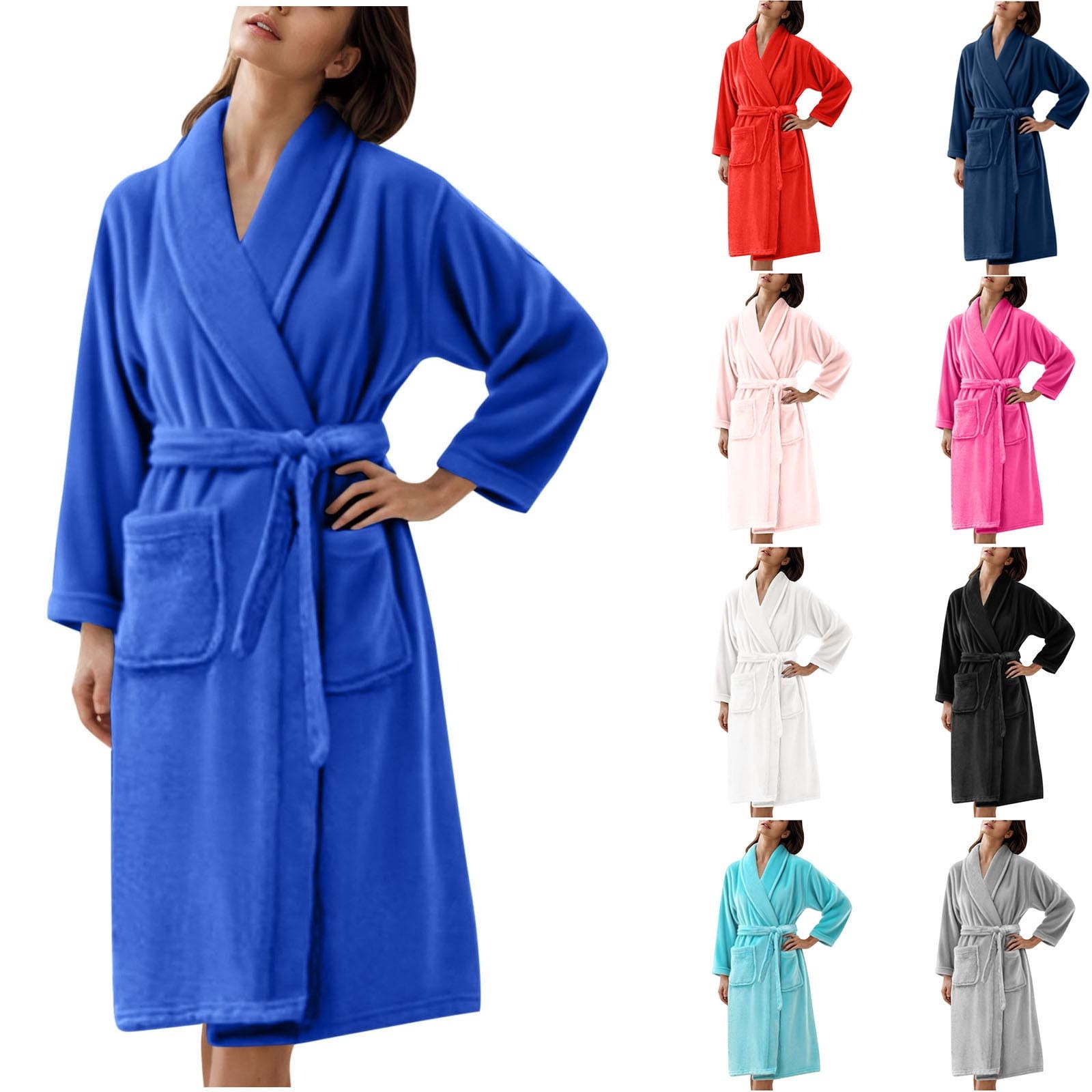 Aboser Womens Fuzzy Plush Robes Absorbent Water Towel Robe Thermal ...