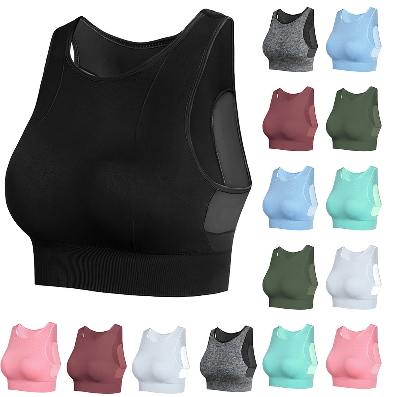 Aboser Womens High Impact Longline Workout Bras Breathable Lightly ...