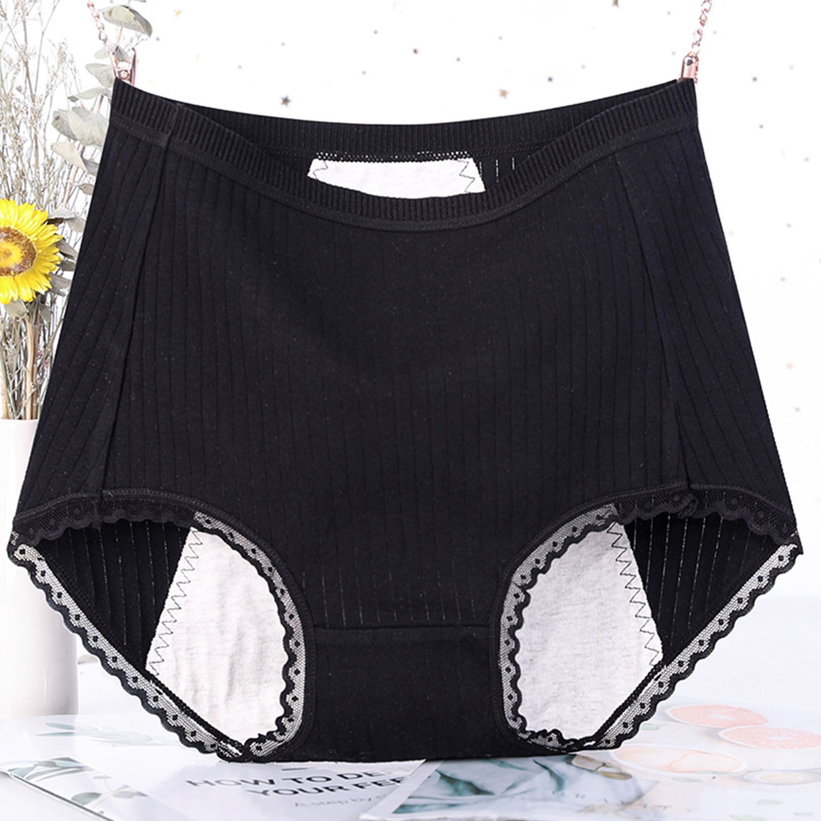 Aboser Womens High Waist Period Underwear Plus Size Cotton Panties ...