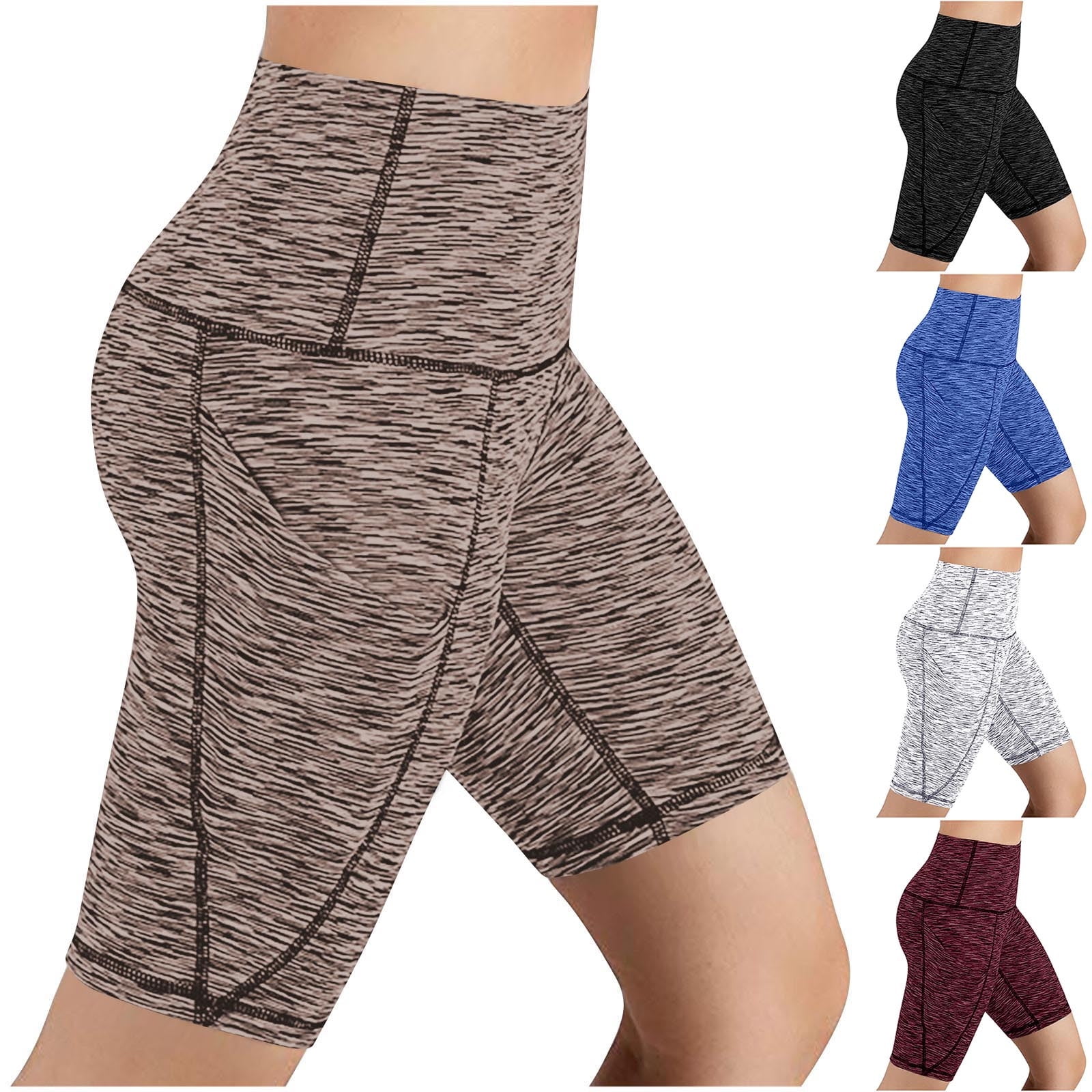 Aboser Womens High Waisted Biker Shorts Tummy Control Yoga Shorts for ...