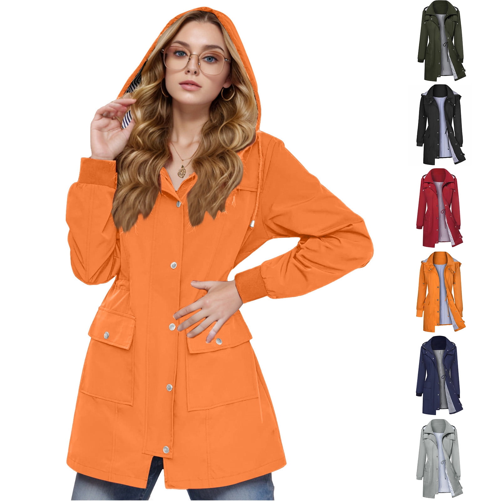 Aboser Womens Hooded Rain Jackets Lightweight Waterproof Windbreaker ...