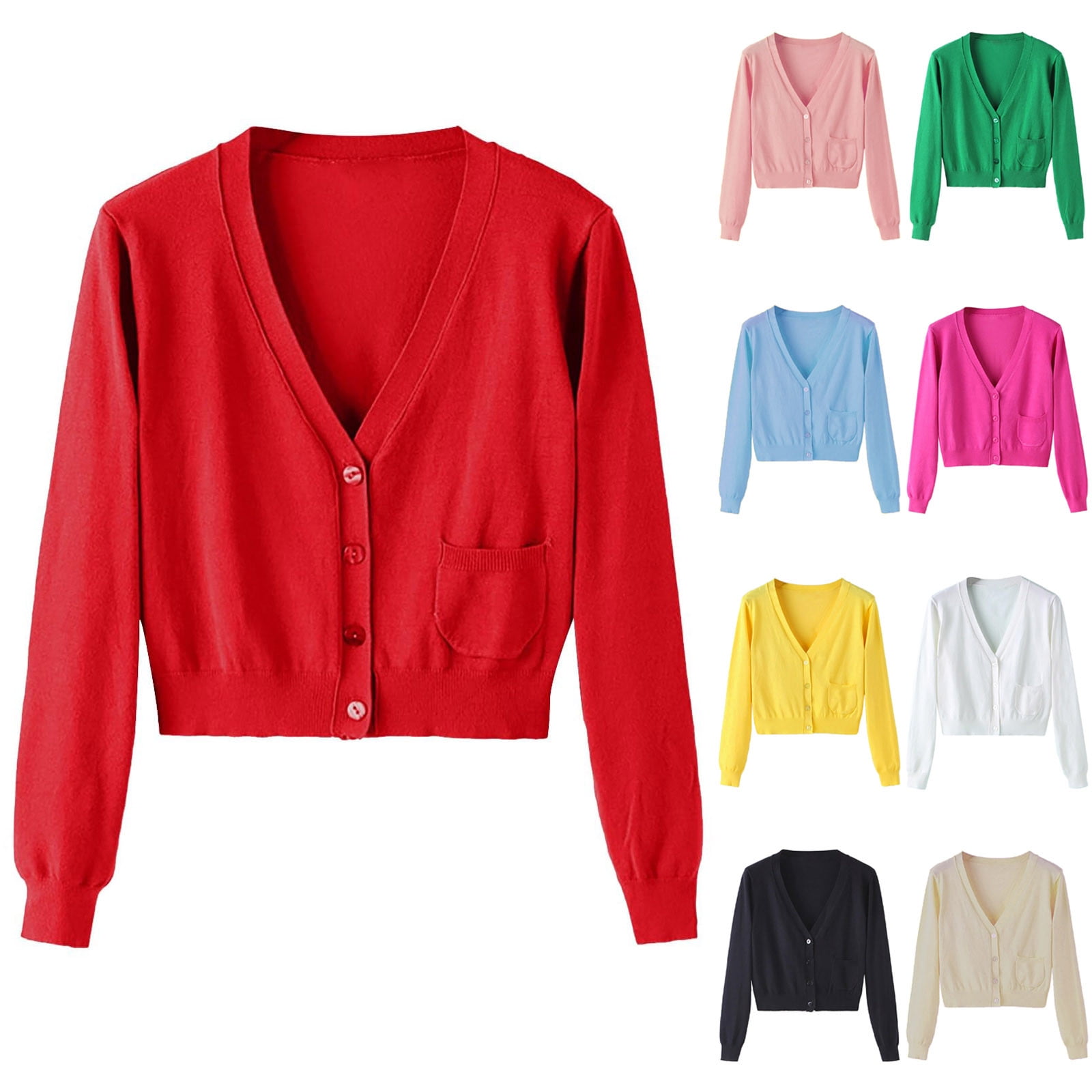Aboser Womens Knit Cardigans Button Down Cropped Sweaters Cozy Soft ...