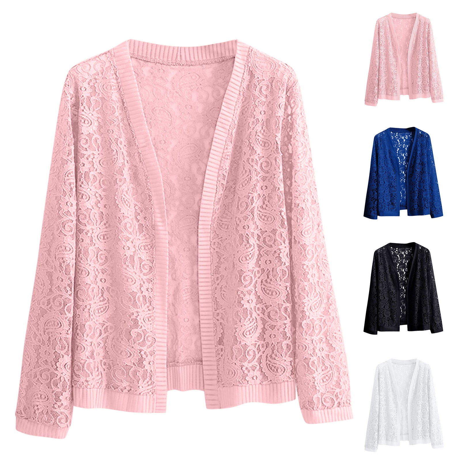 Aboser Womens Lace Corchet Shrugs Plus Size Open Front Cardigan ...