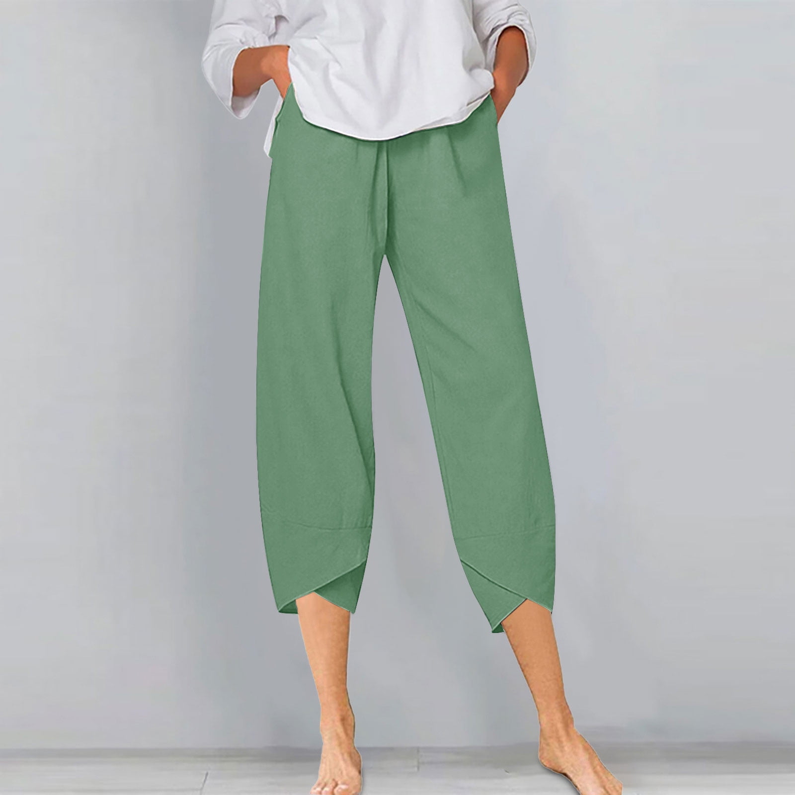 Aboser Womens Linen Pants Petite Summer Lounge Pants Comfy Cotton Linen ...