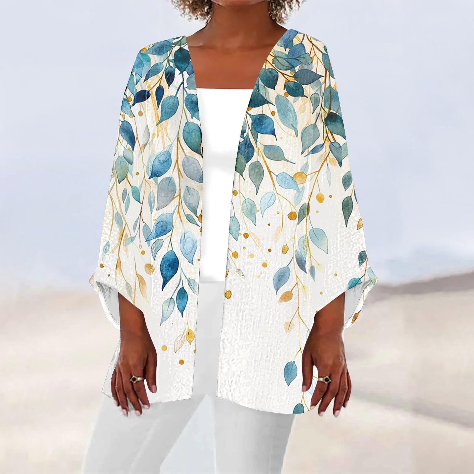 Aboser Womens Puff Sleeve Linen Cardigan Lightweight Open Front Cover ...