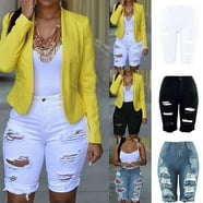 Jean Shorts for Womens Summer Frayed Ripped Raw Hem Denim Shorts Casual ...
