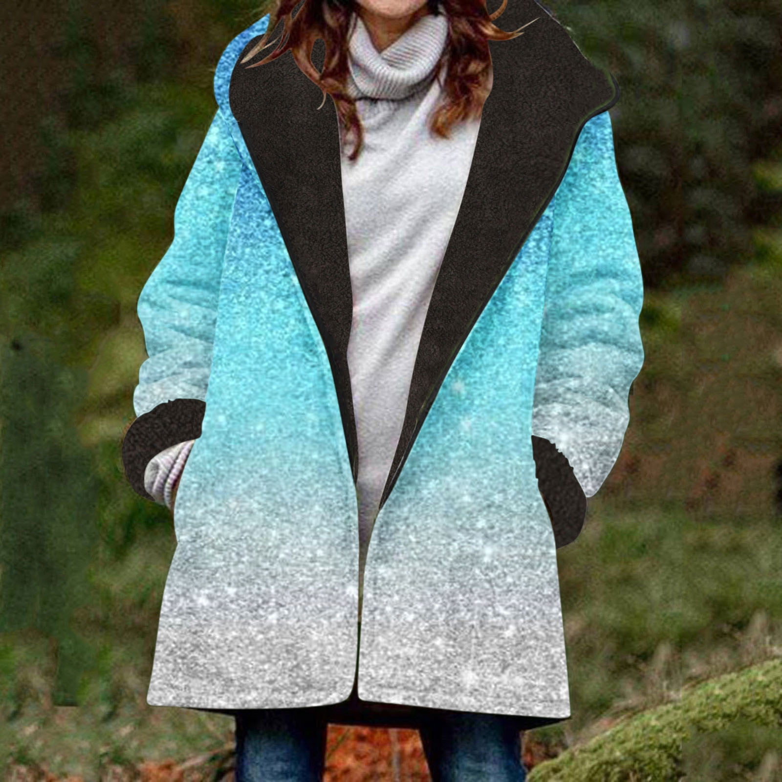 Aboser Womens Sherpa Lined Jacket Fleece Long Sleeve Coat Casual Print
