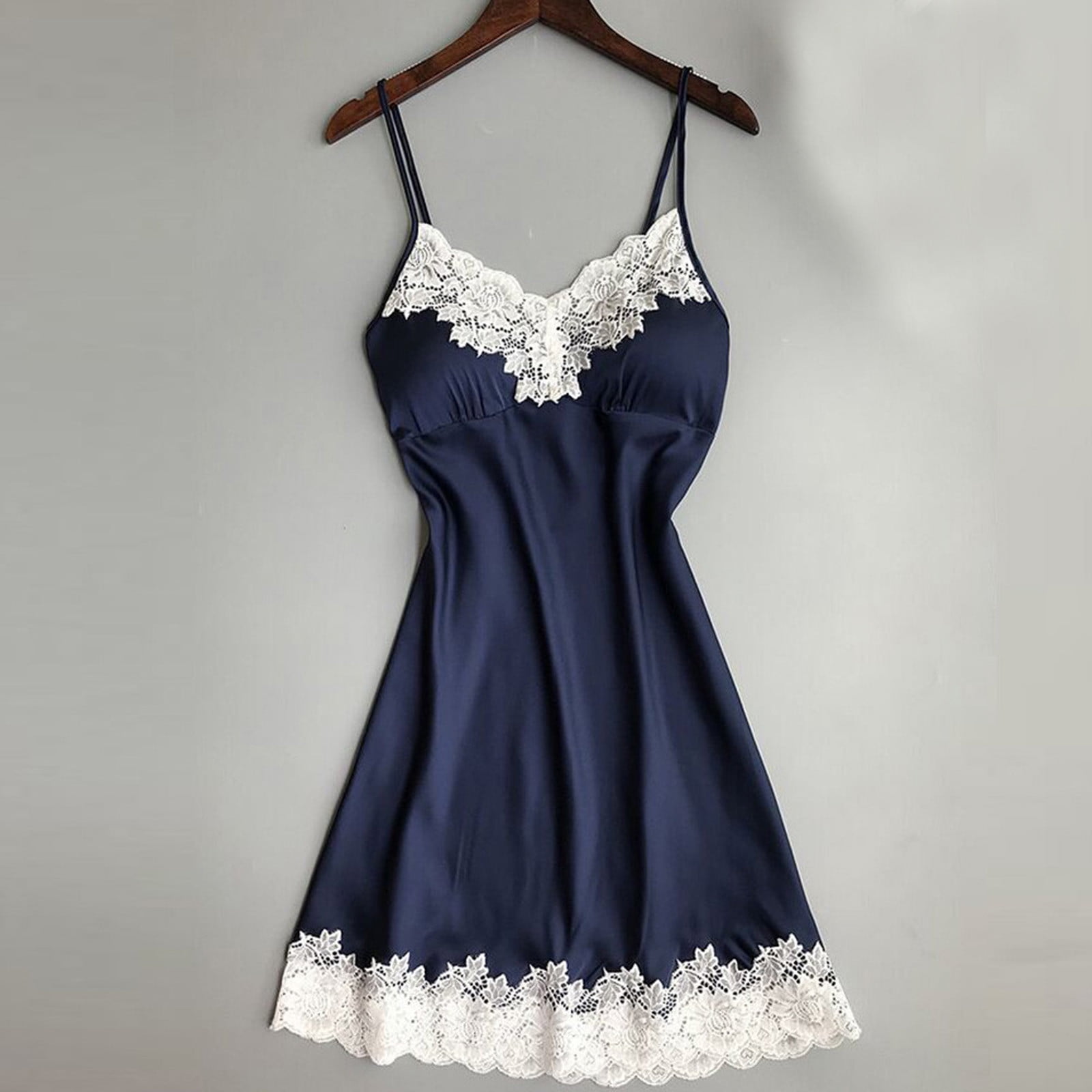 Aboser Womens Short Chemise Nightgowns with Built in Bras Soft Silk ...