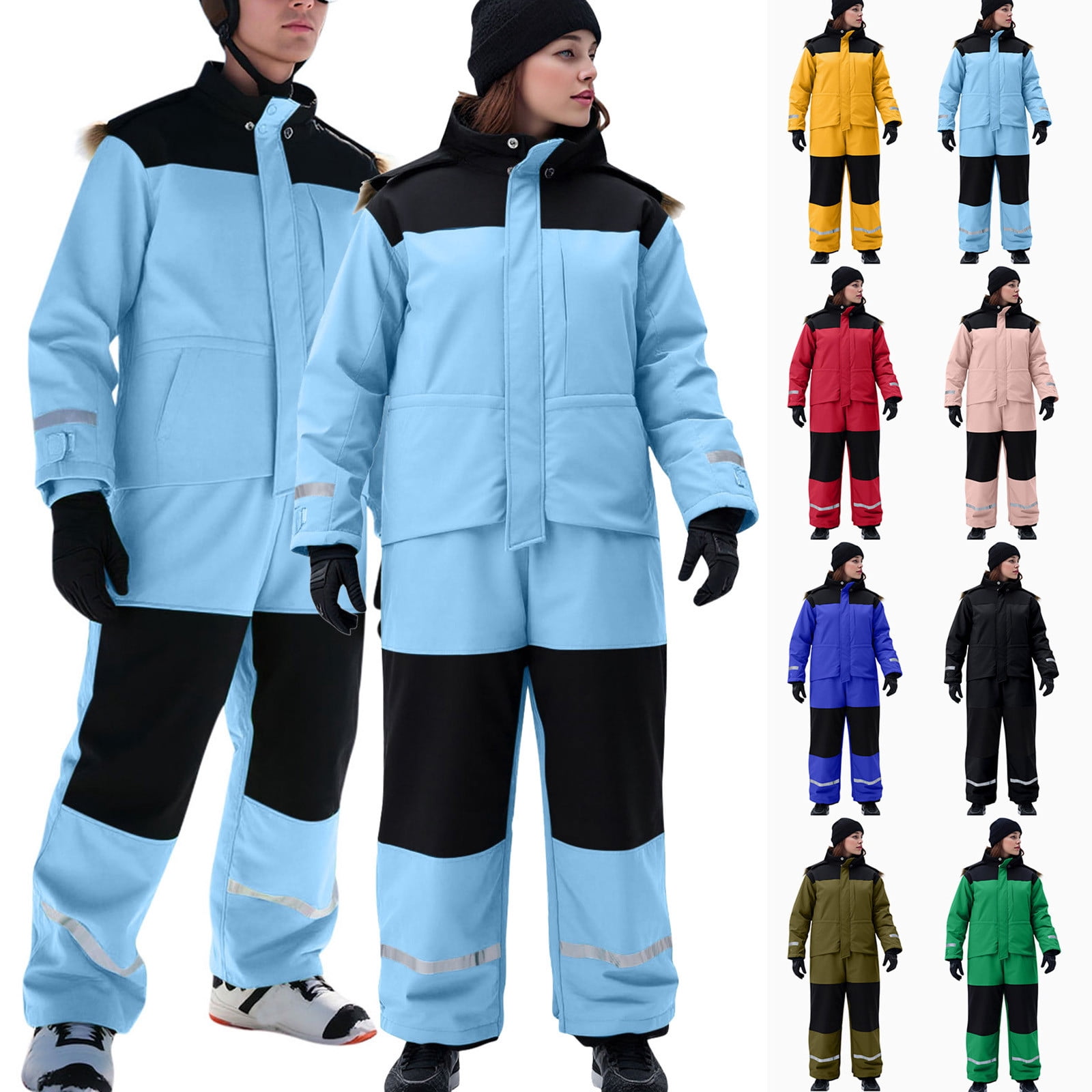 Aboser Womens Ski Snowsuits with Reflective Stripes Winter Outdoor ...