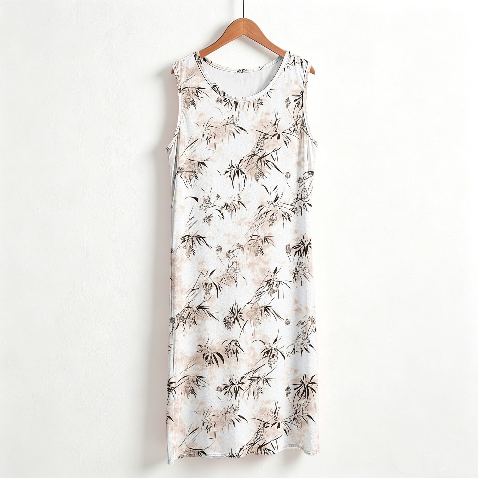 Aboser Womens Sleeveless Long Nightgowns Retro Floral Printed ...