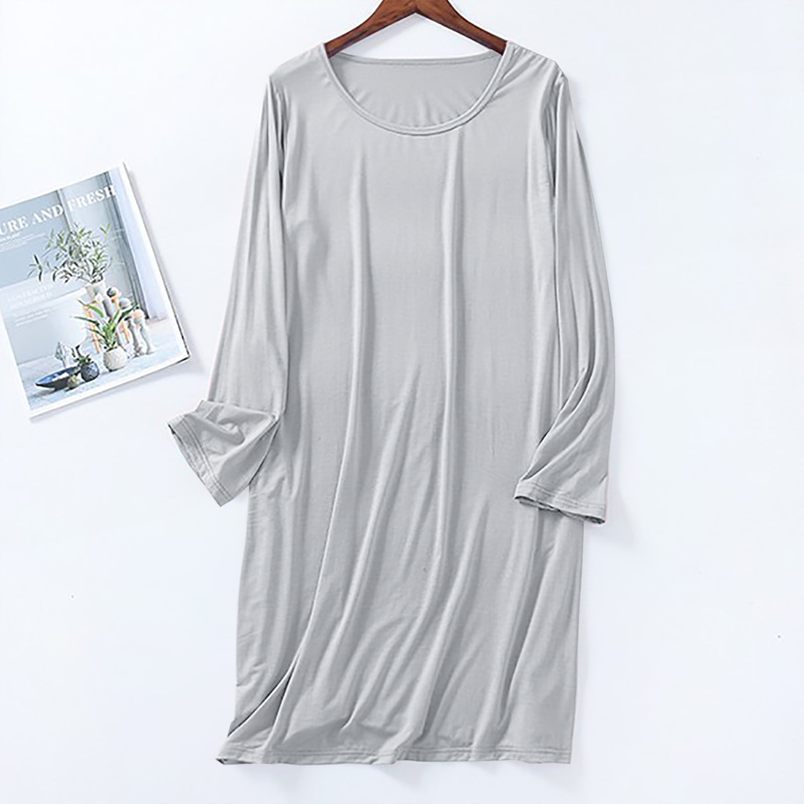 Aboser Womens Soft Modal Sleepshirts Cozy Long Sleeve Nightgowns ...