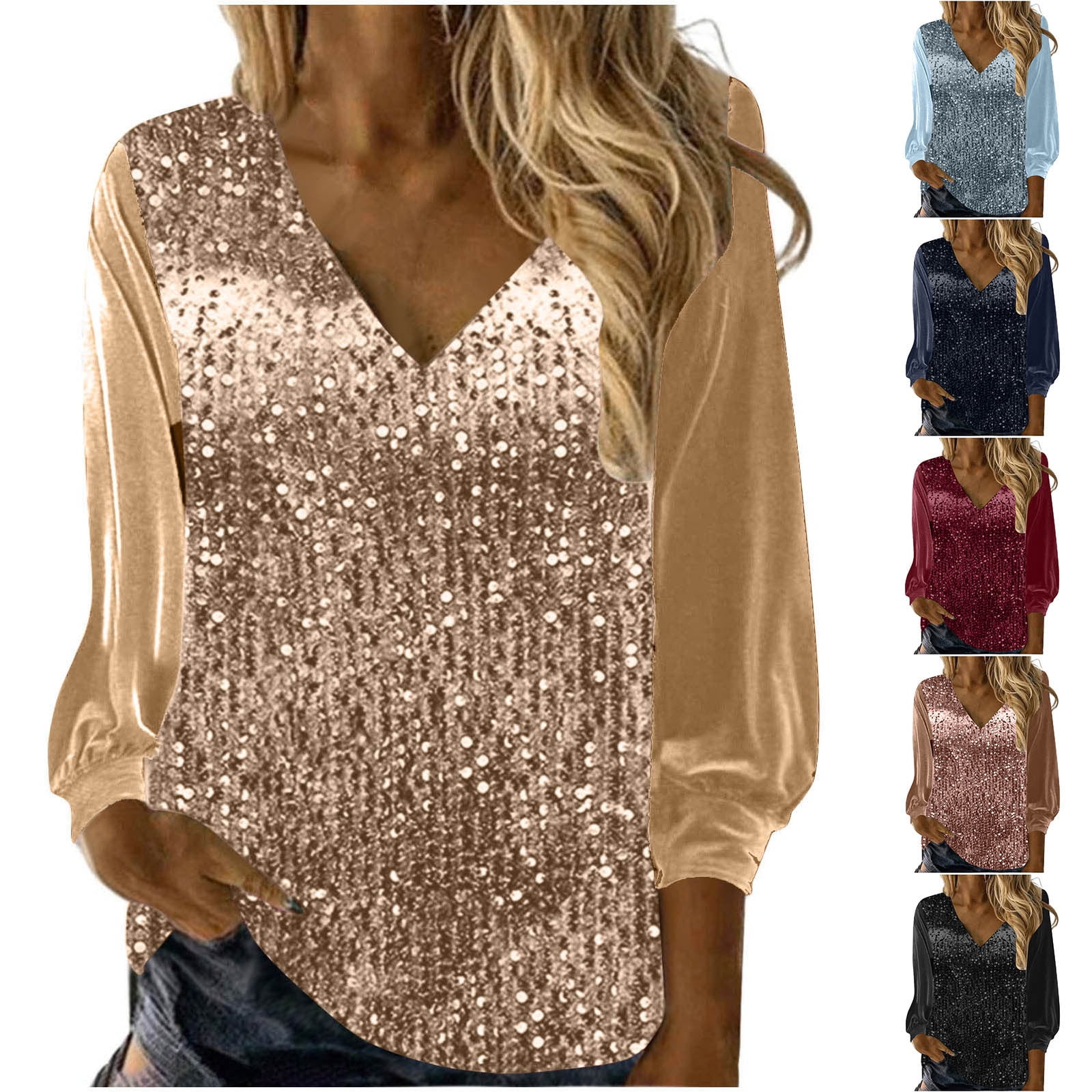 Aboser Womens Sparkly Sequin Shirts Party Evening Semi Formal Shirt ...
