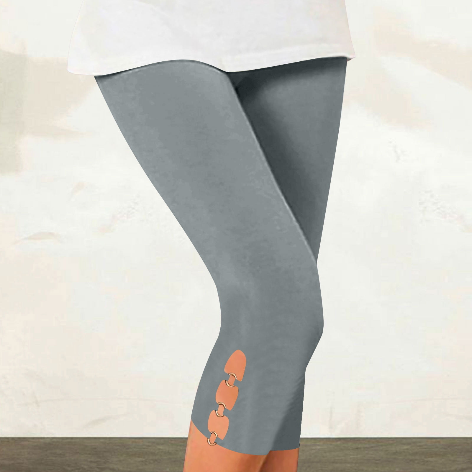 Aboser Womens Summer Capri Leggings Tummy Control High Waisted Capris Yoga Pants Basic Casual ...