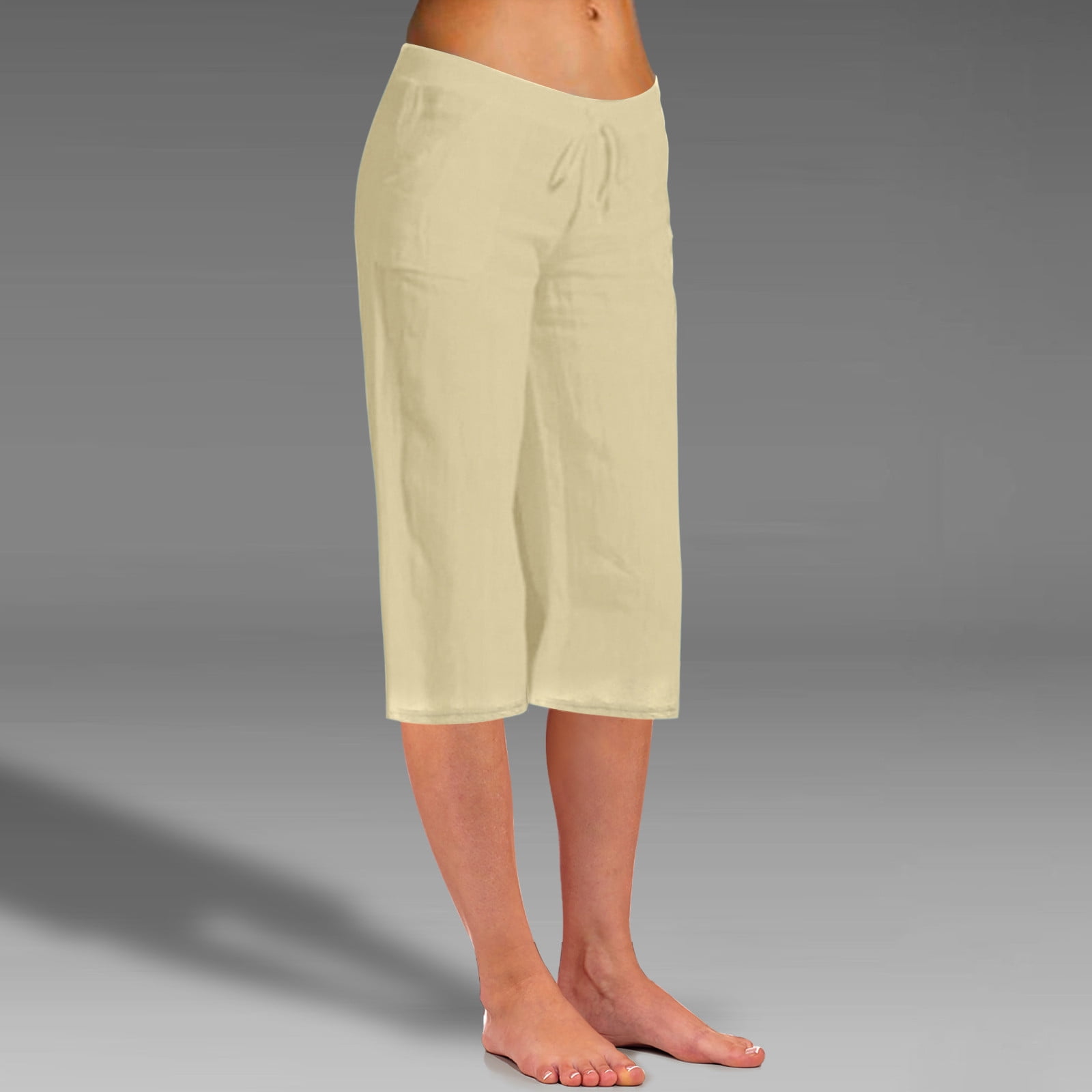 Aboser Womens Summer Casual Capri Pants Plus Size Cotton Linen Capris ...