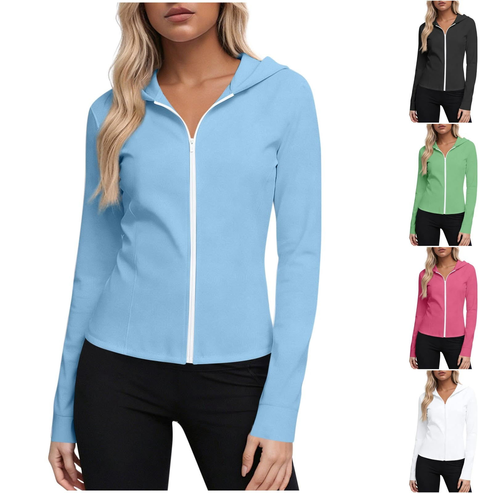 Aboser Womens Sun Protection Hoodie Shirt Plus Size Full Zip Athletic ...