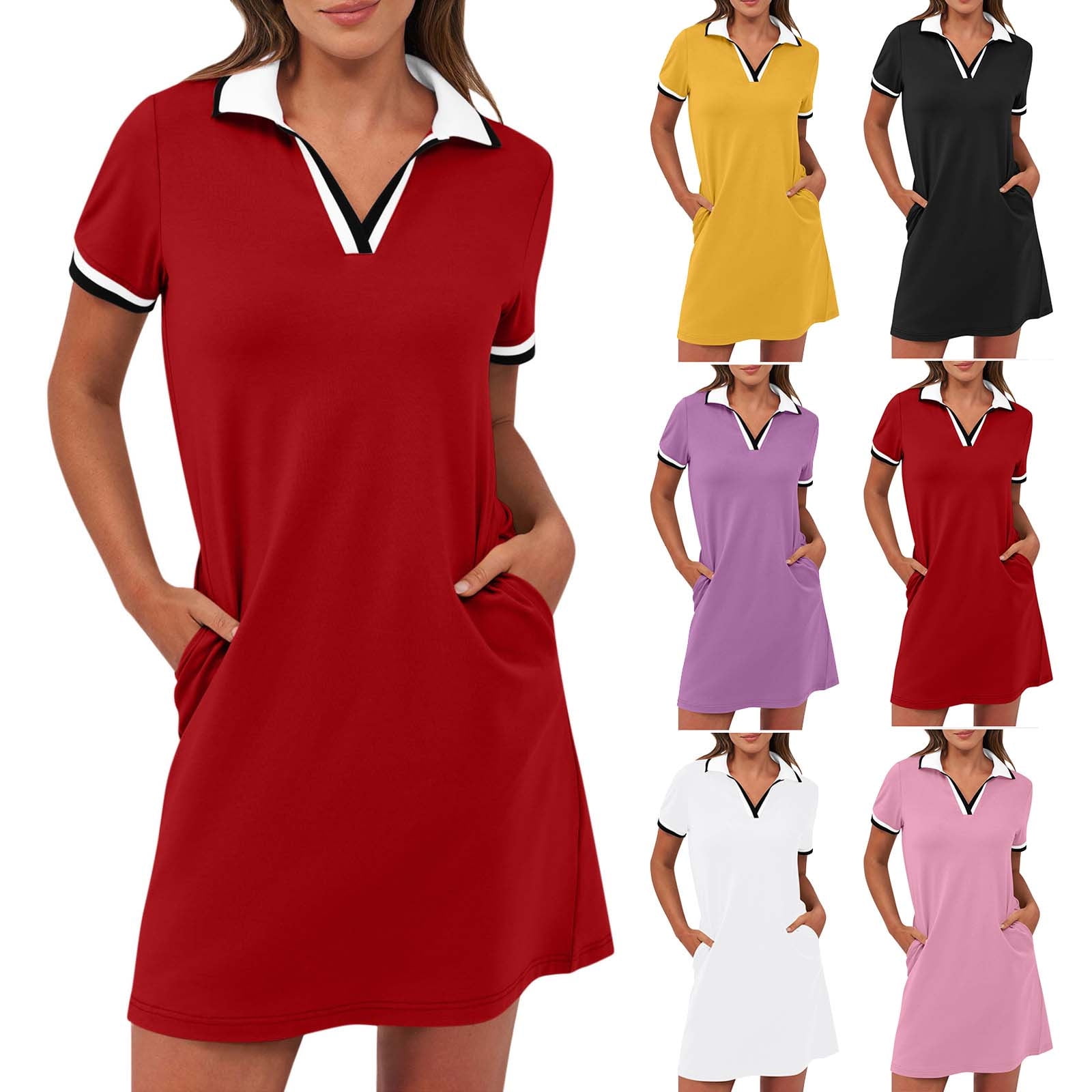 Aboser Womens Tennis Dress with Pockets Active Exercise Sports Dresses ...