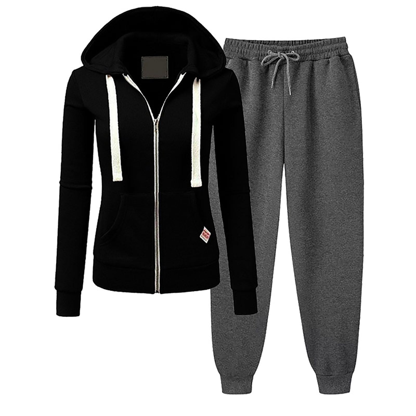 Aboser Womens Two Piece Sweat Suit Classic Fit Hooded Jackets and ...