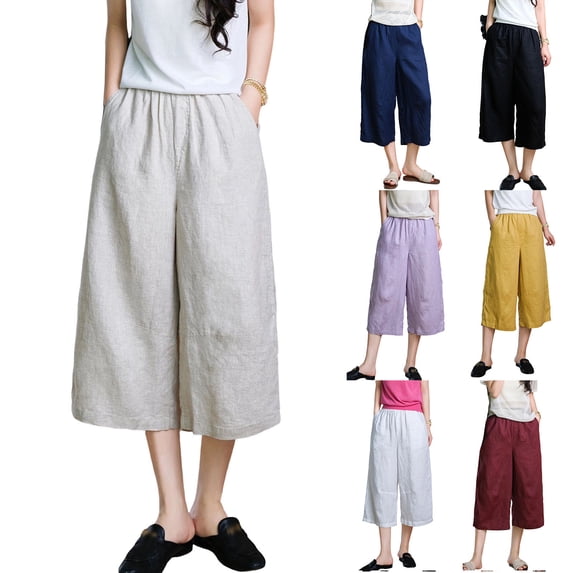 Aboser Womens Wide Leg Capri Pants for Summer Vacation Outfit Plus Size ...