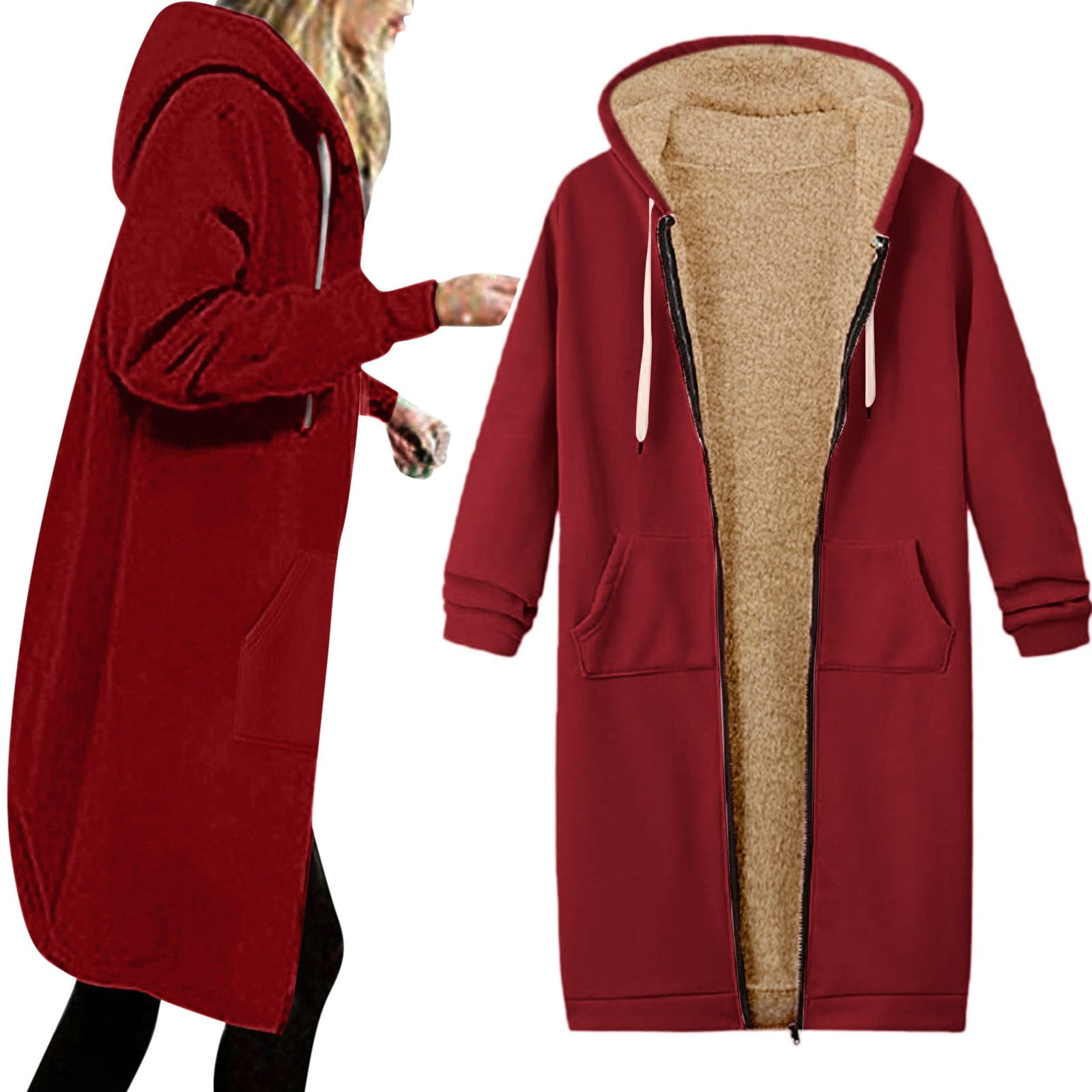 Aboser Womens Winter Coats Plus Size Fleece Jacket Thermal Sherpa Lined ...