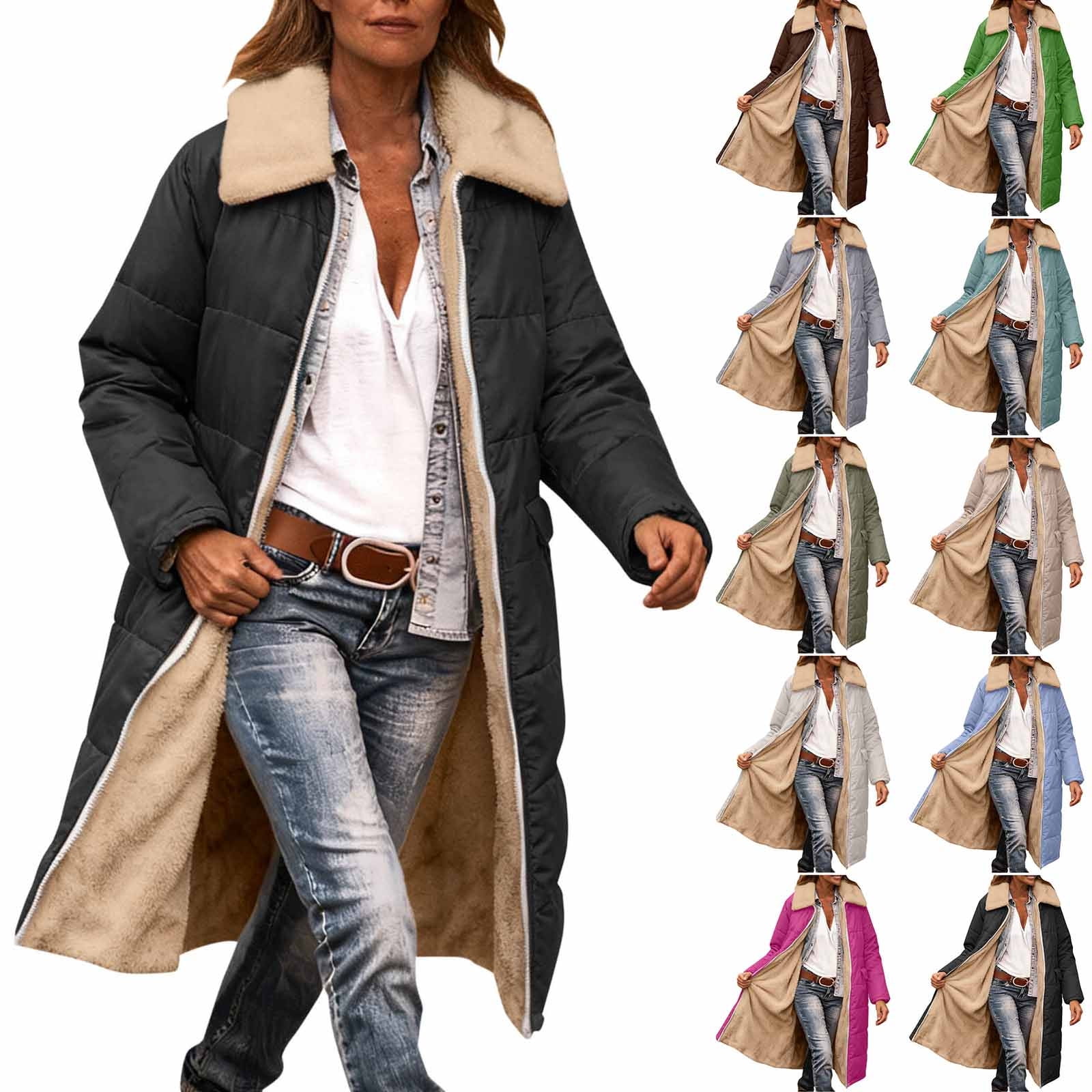 Aboser Womens Winter Long Puffer Jackets with Hood Shearling Sherpa ...