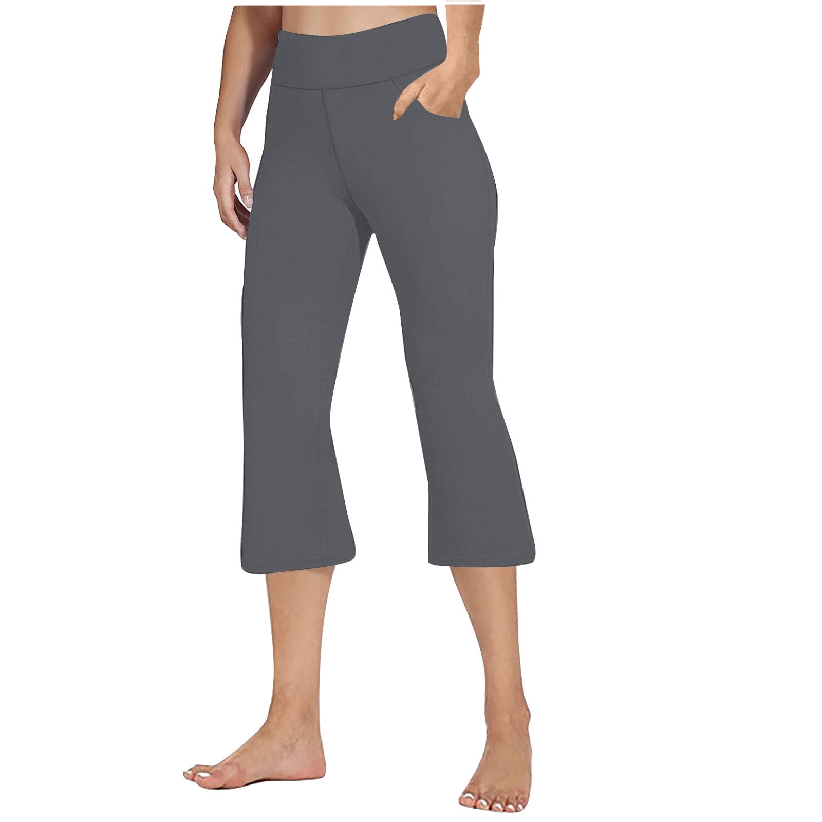 Aboser Womens Workout Yoga Capri Pants with Pockets Active High Waisted ...