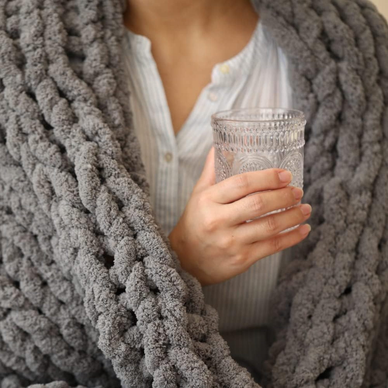 Abound Chunky Knit Blanket Throw - 50"x60" - 5 lbs - Chenille Yarn ...