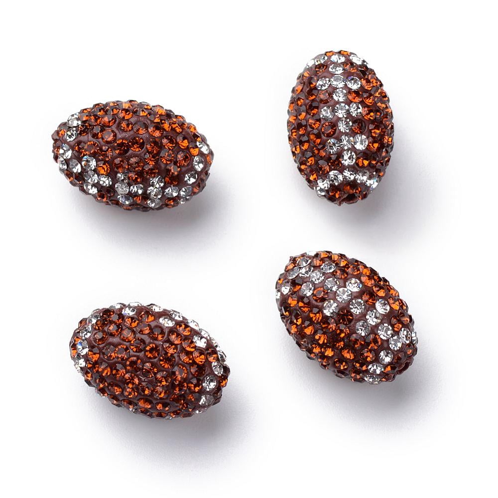 About 10 Pcs 15x10mm Oval Rhinestone Clay Beads Rugby Rhinestone Beads ...