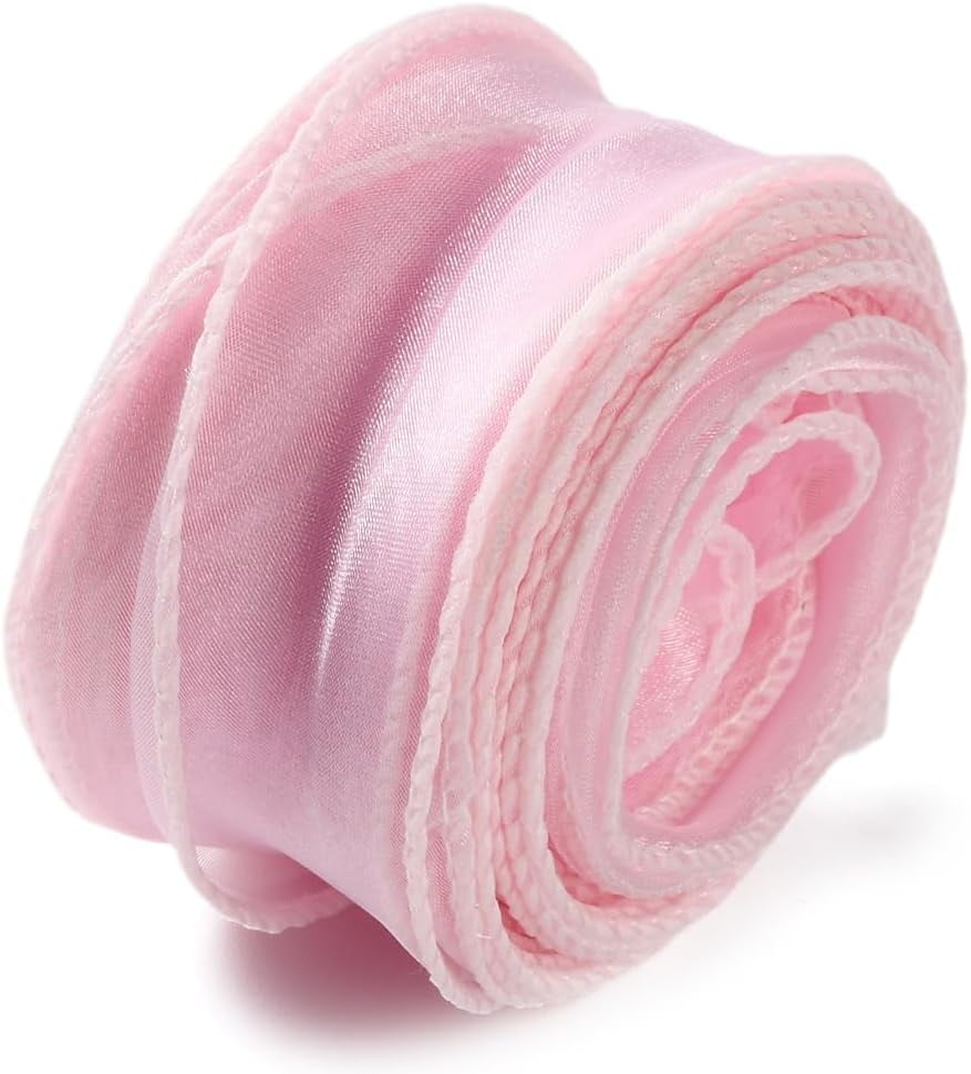 About 10 Yards 1 1/2 Inch Bright Pink Sheer Ribbon Fishtail Iridescent ...