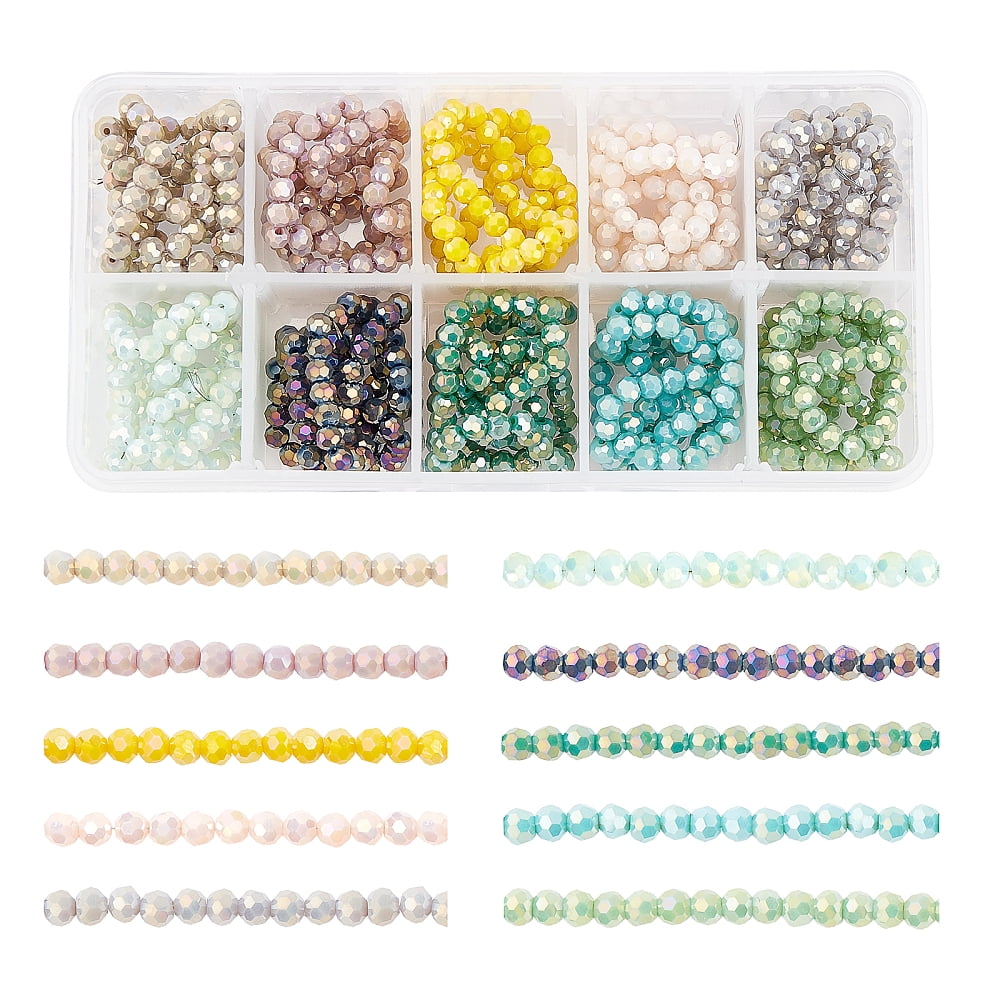 About 1000 Pcs Electroplate Glass Beads Faceted Round Bead Spacer 4mm ...