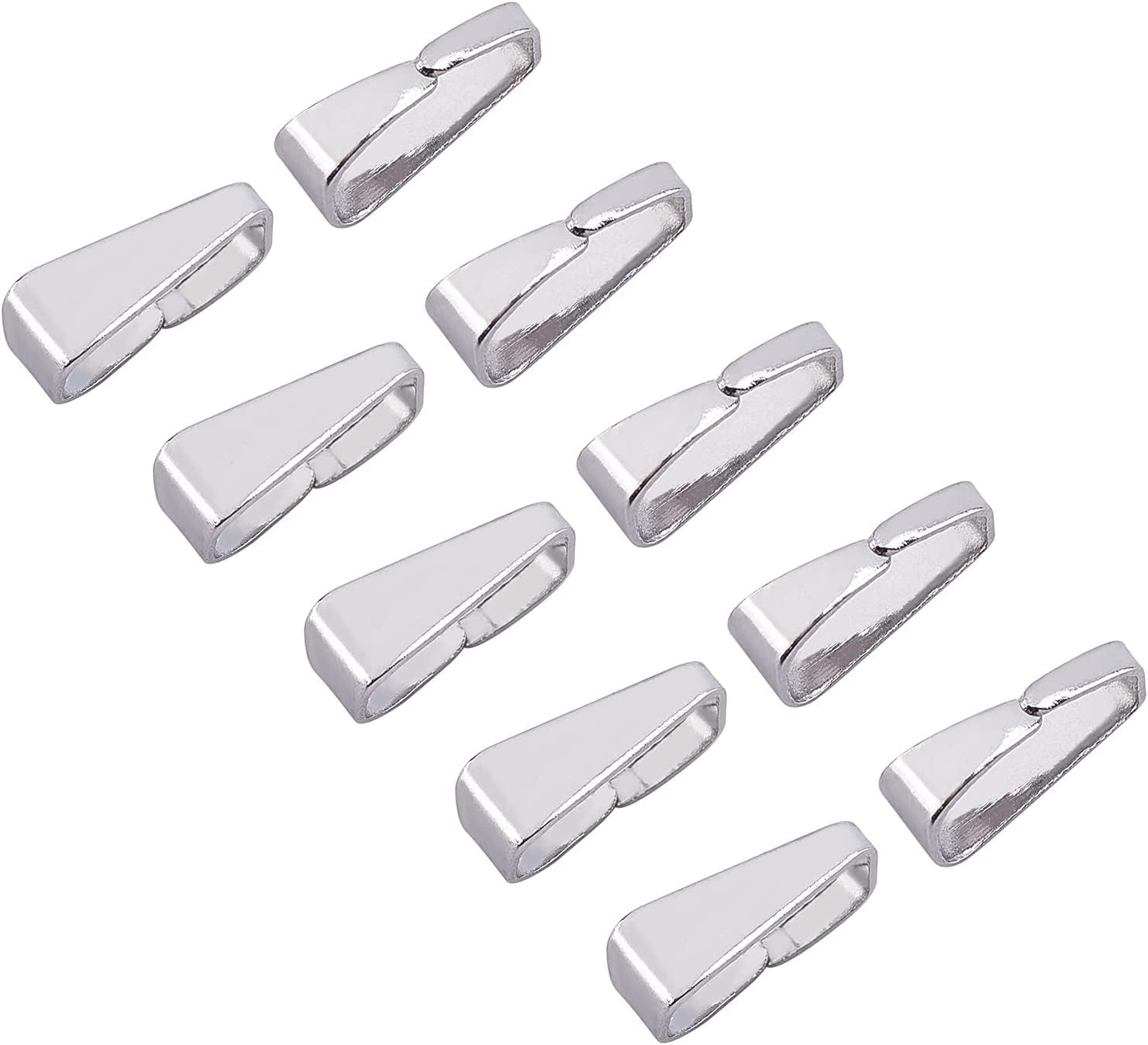 About 100pcs 2.5mm Wide Stainless Steel Snap On Bails Mental Pinch Clip ...