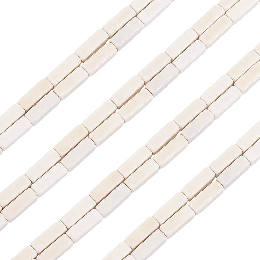 About 120 Pcs Turquoise Rectangle Tube Beads Floral White 4x13mm ...