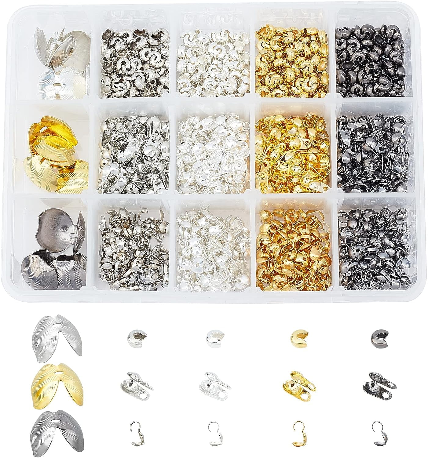 About 1216pcs Clamshell Endcap Clamshell Bead Tips Clamshell Calottes ...