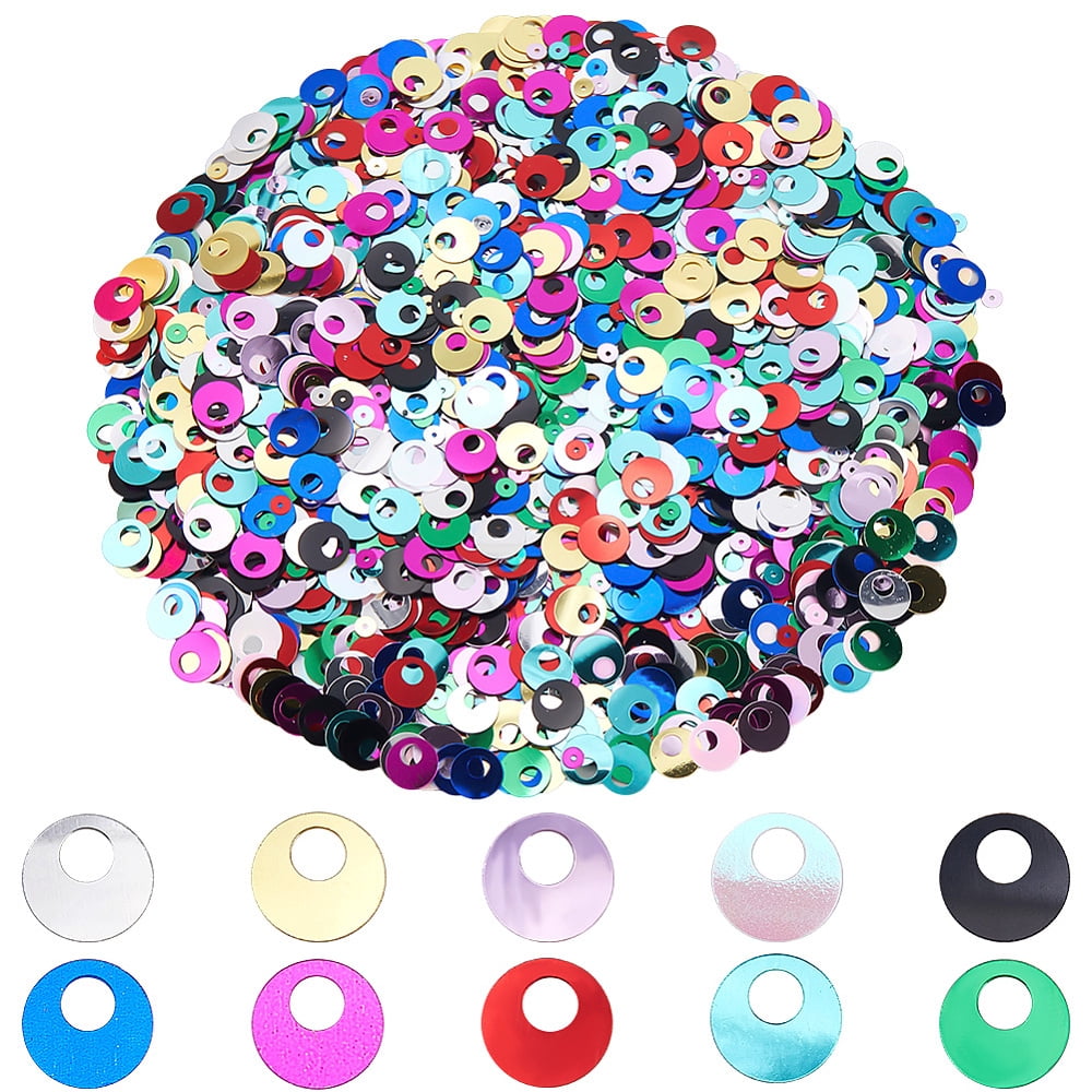 About 1250Pcs 10 Colors Paillettes Sequins Large Hole Flat Round Sequin ...
