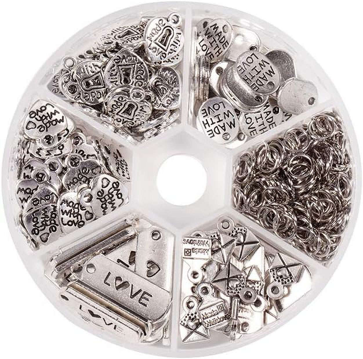 About 130 Pcs Tibetan Style Made with Love Pendants Charms 5 Shapes ...